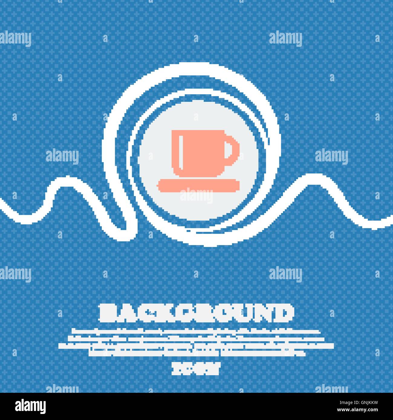 Coffee cup sign icon. Blue and white abstract background flecked with ...