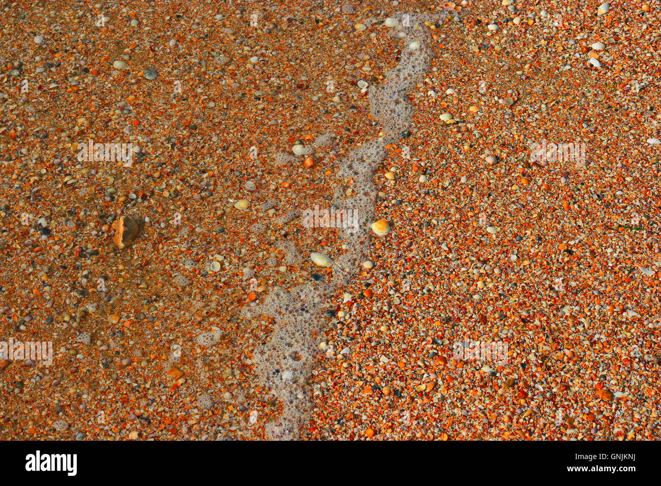 Soft wave of the sea on the sandy beach edge of foam Stock Photo - Alamy