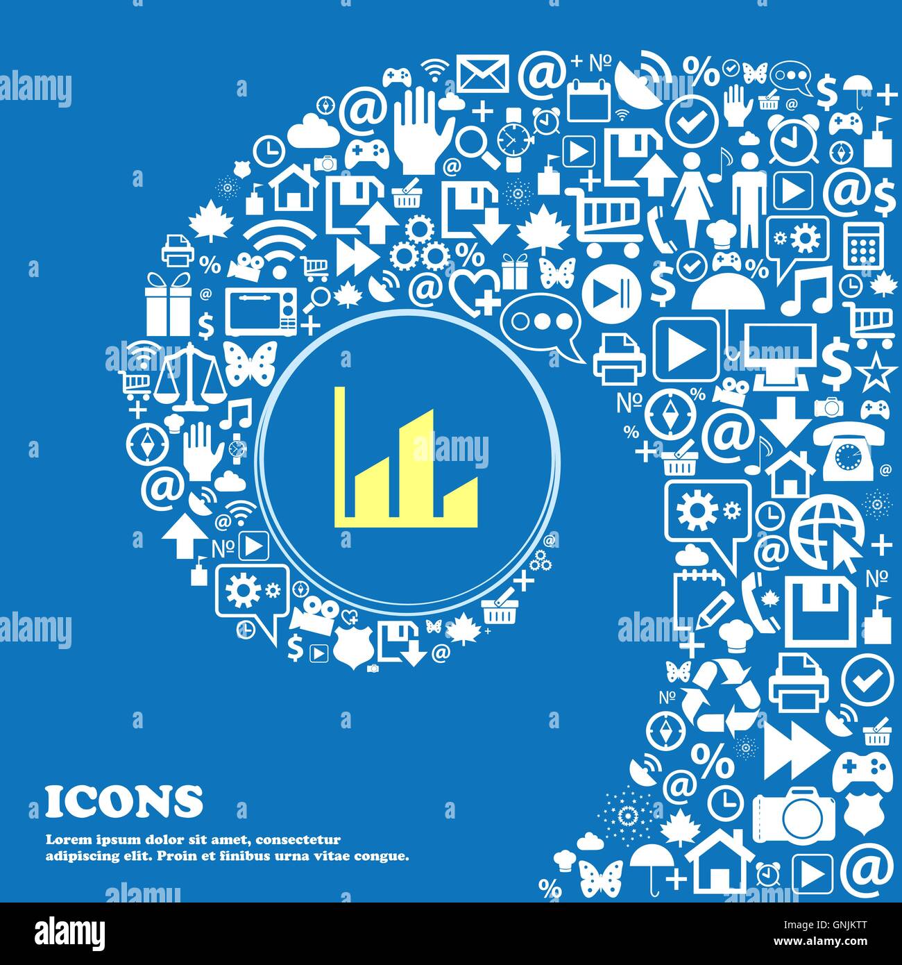 Chart sign symbol. Nice set of beautiful icons twisted spiral into the ...