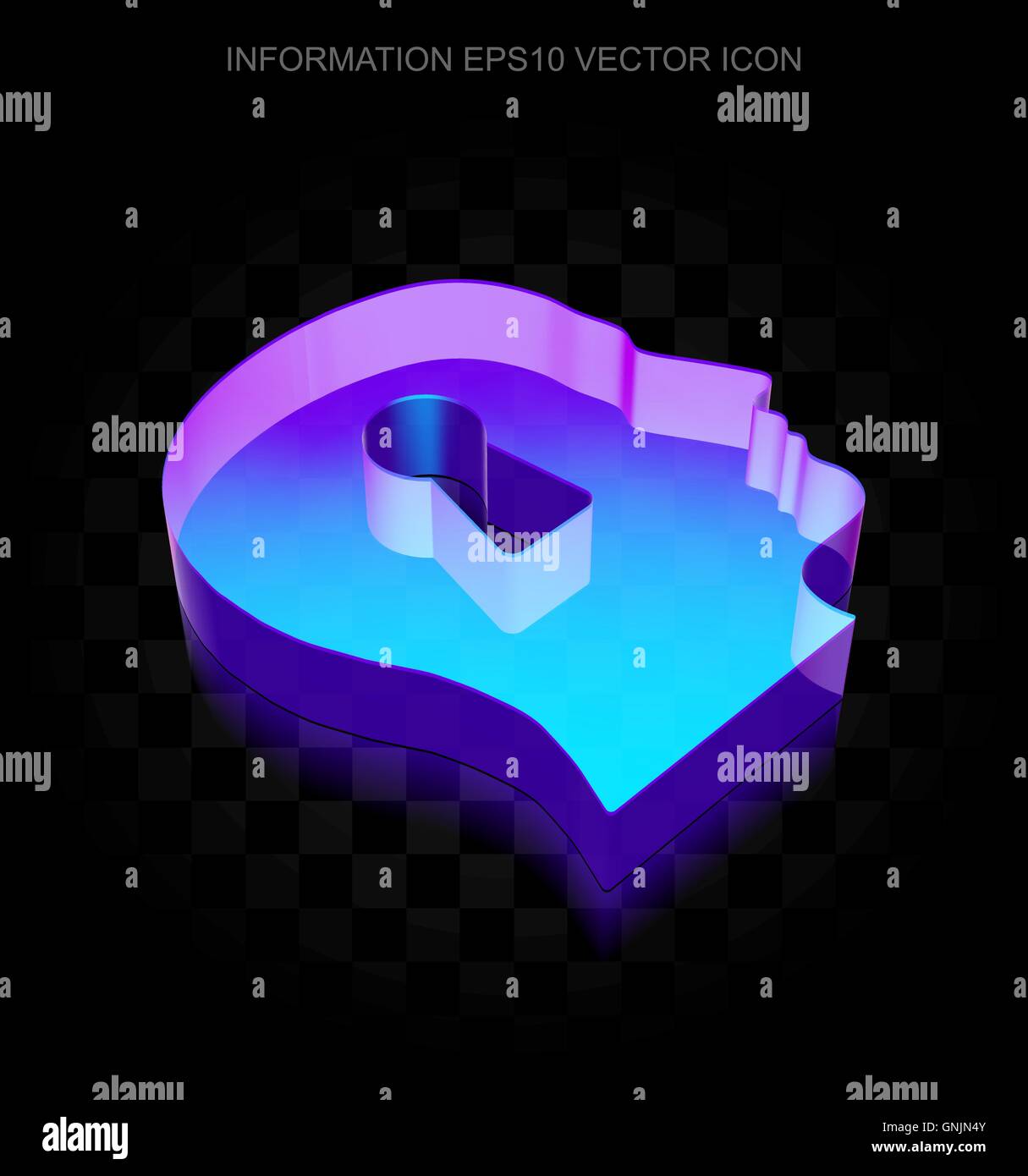 Information icon: 3d neon glowing Head With Keyhole made of glass, EPS ...