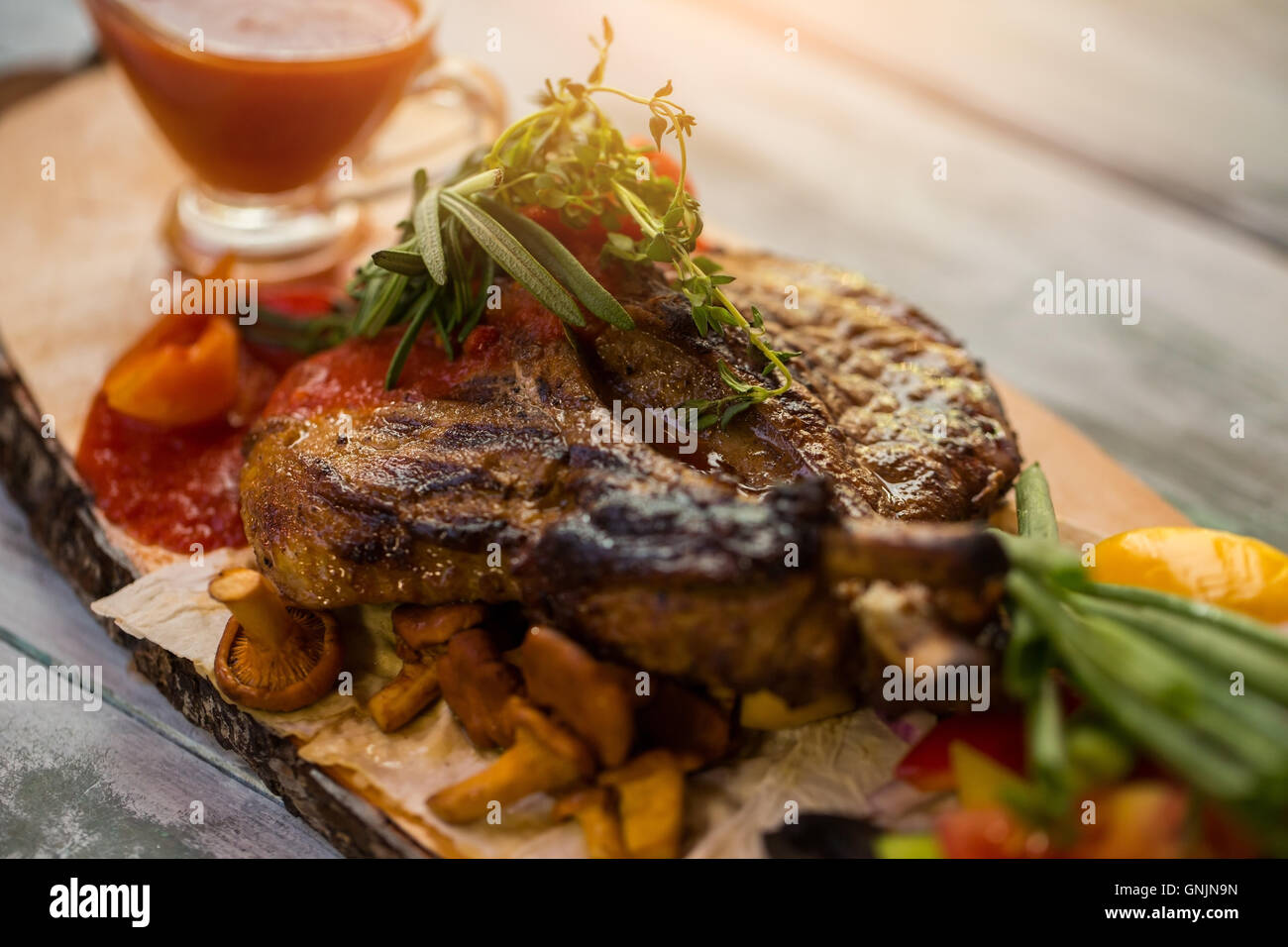 Cooked meat of brown color Stock Photo - Alamy