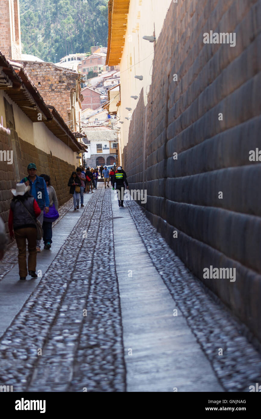 Cusco, Peru - May 14 : Native Peruvian playing a musical instrument in ...