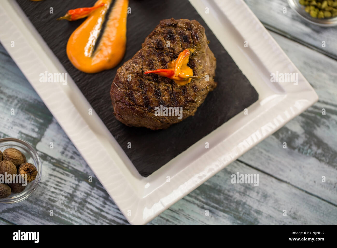 Meat on plate Stock Photo - Alamy