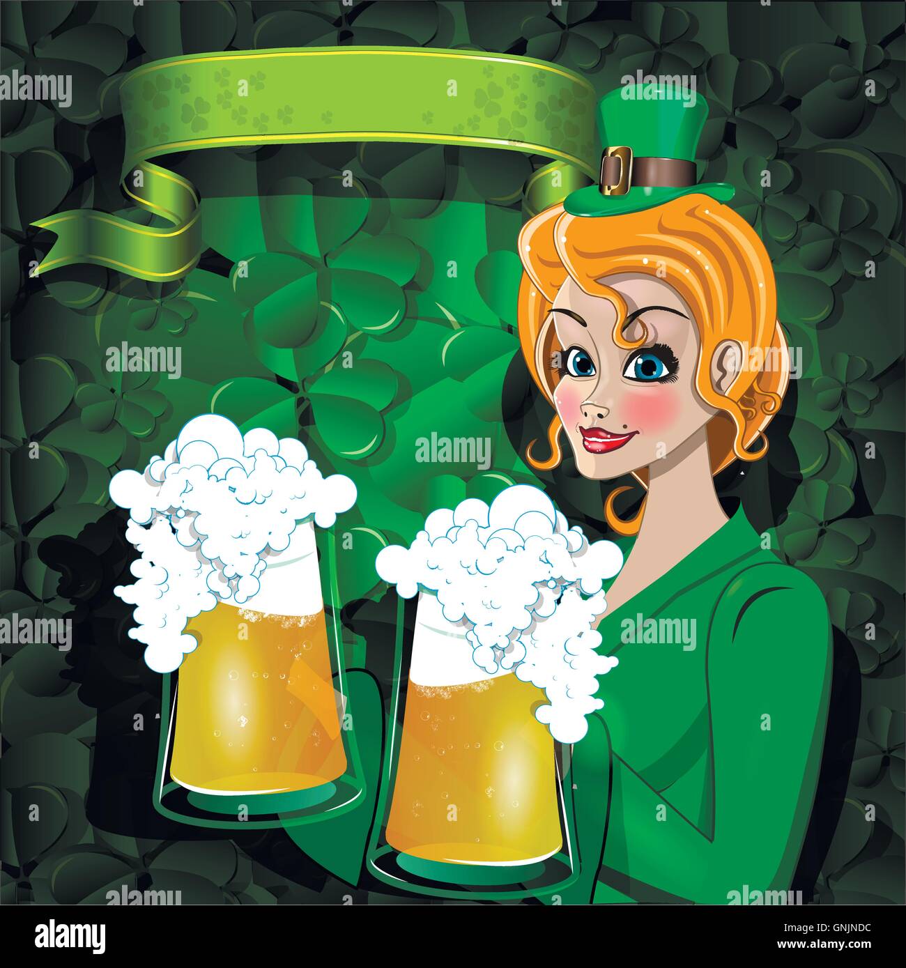 Girl with beer Stock Vector Image & Art - Alamy