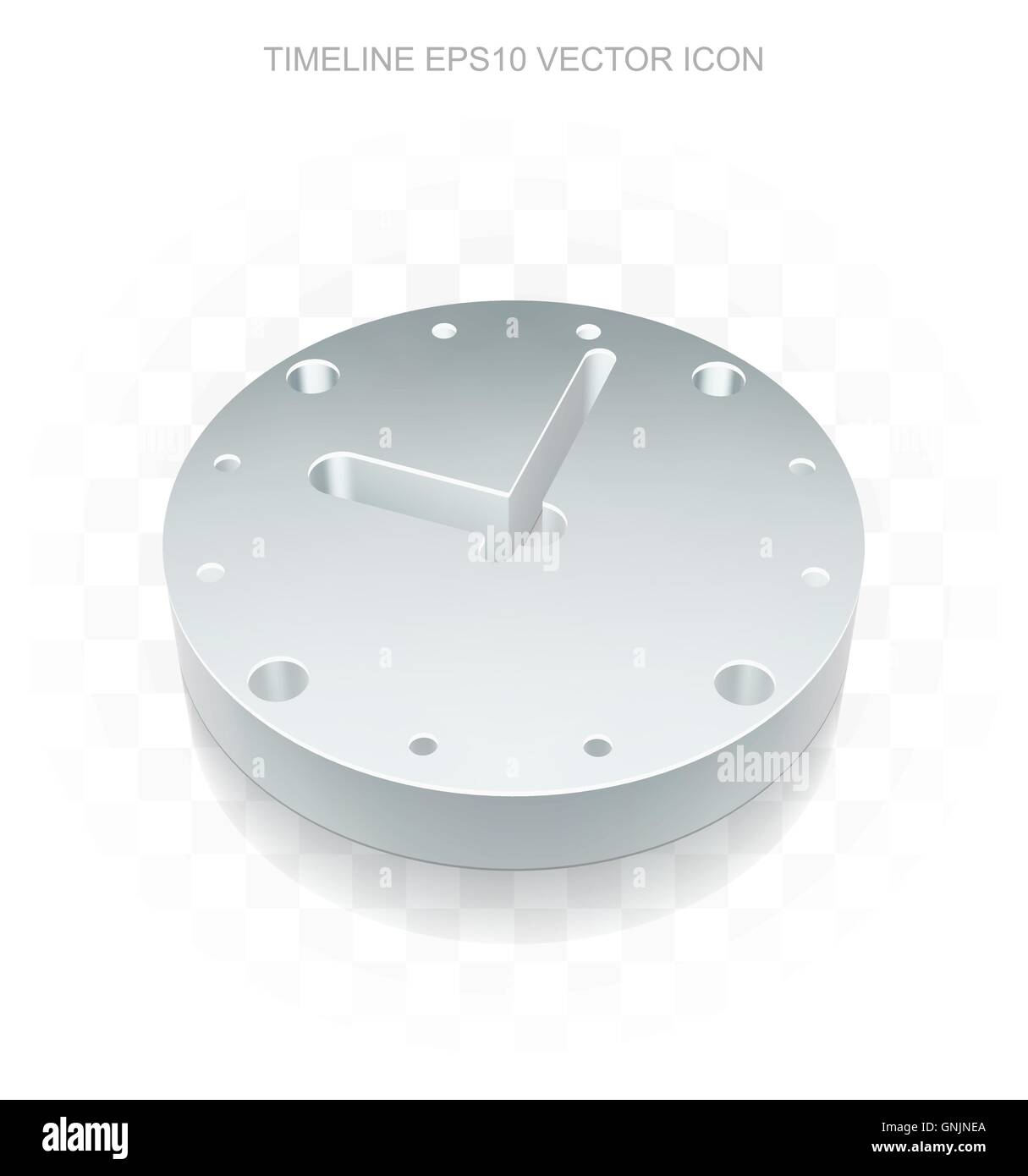 Time icon: Flat metallic 3d Clock, transparent shadow, EPS 10 vector ...