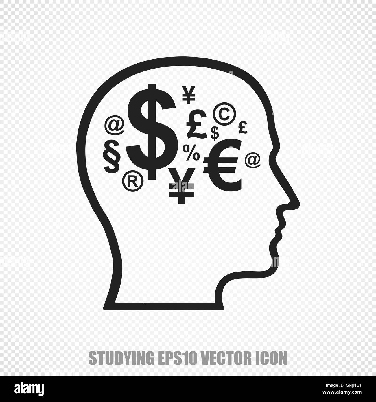 Learning vector Head With Finance Symbol icon. Modern flat design Stock ...
