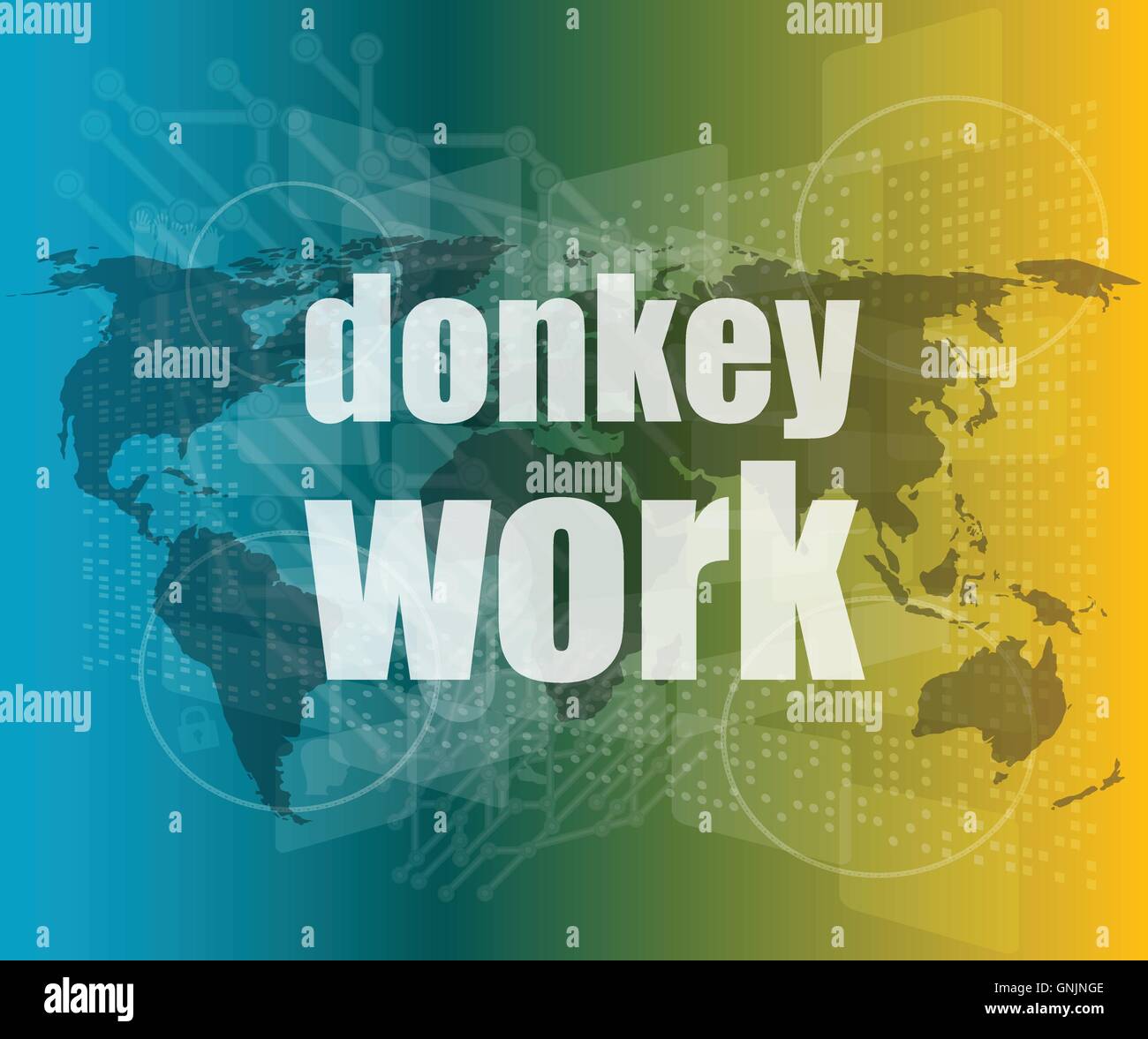 donkey work text on digital touch screen interface vector quotation ...