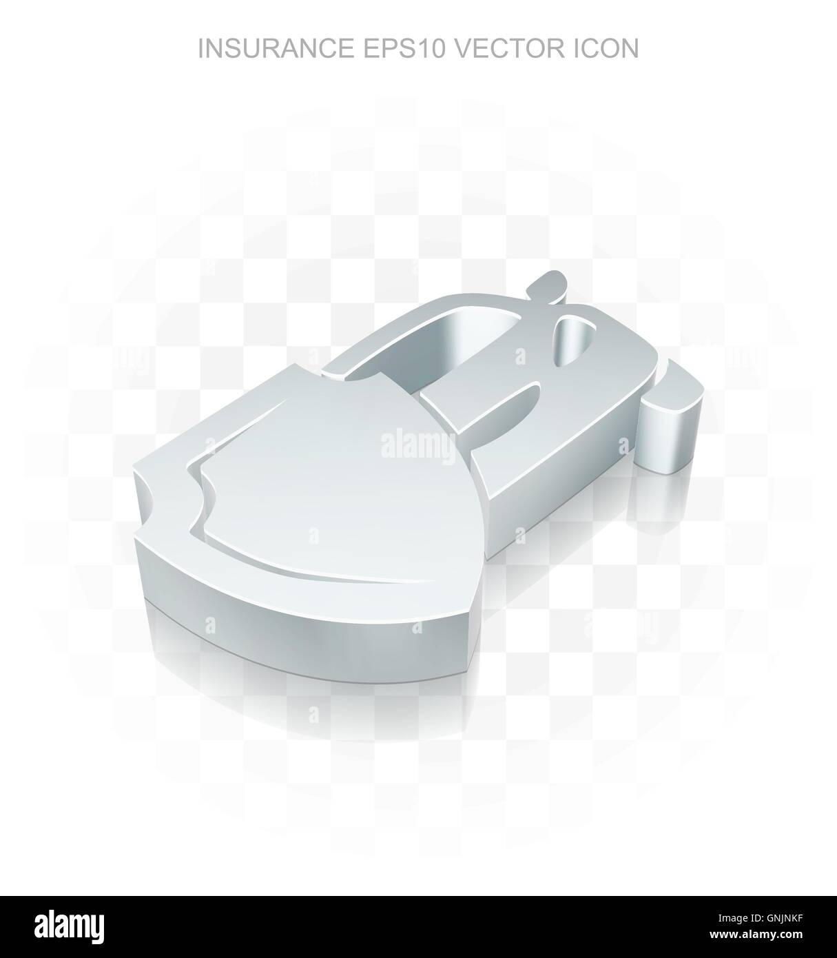 Insurance icon: Flat metallic 3d Car And Shield, transparent shadow EPS ...