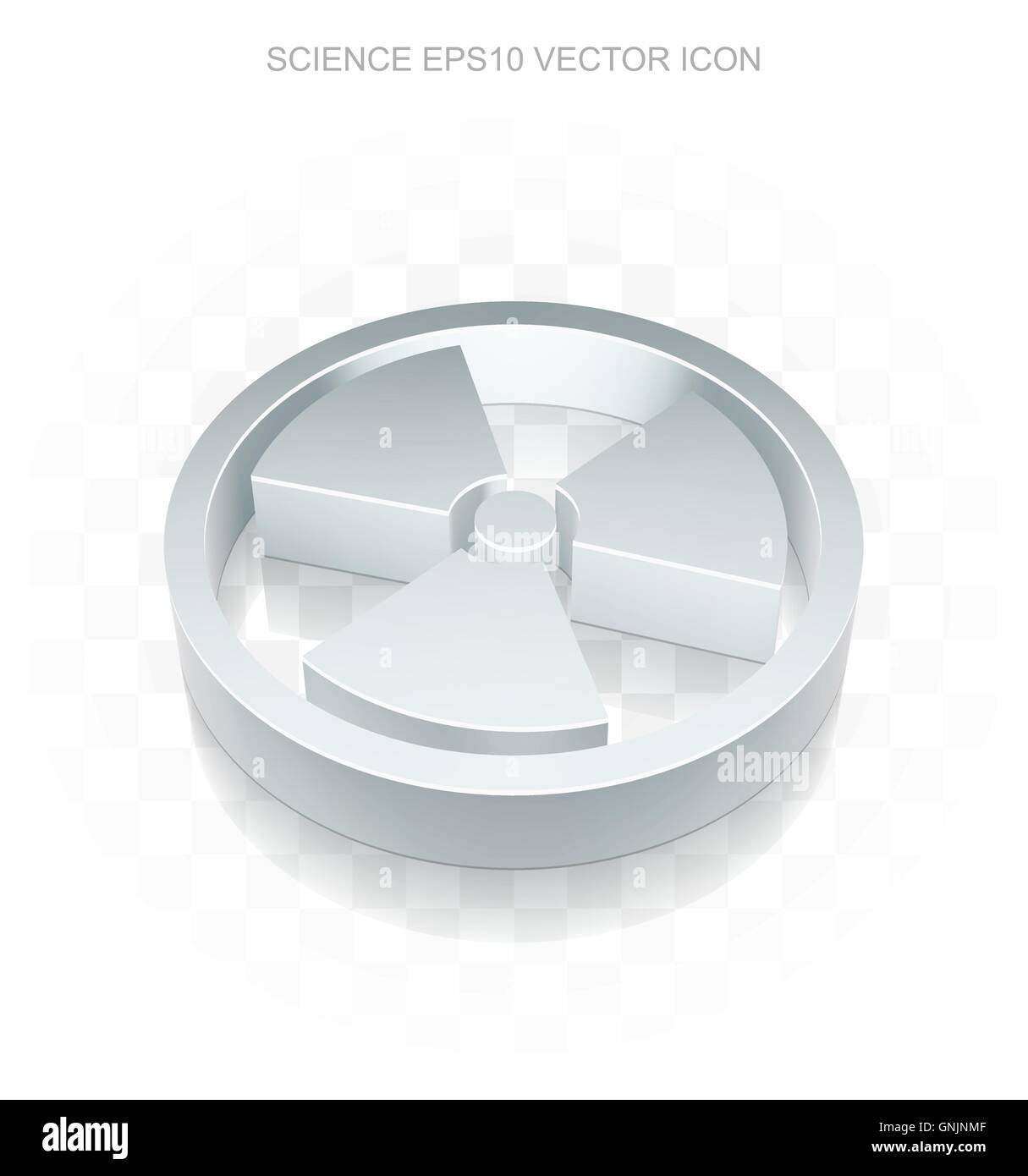 Science icon: Flat metallic 3d Radiation, transparent shadow, EPS 10 ...
