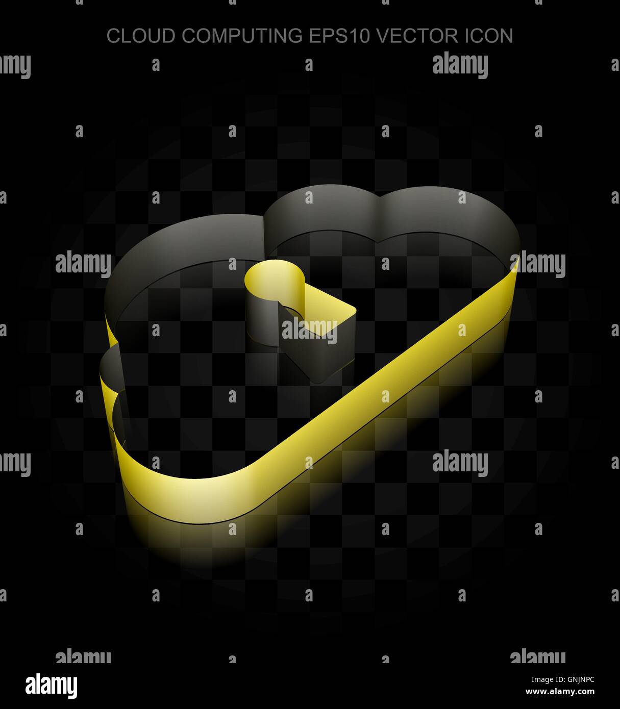 Cloud computing icon: Yellow 3d Cloud With Keyhole made of paper ...