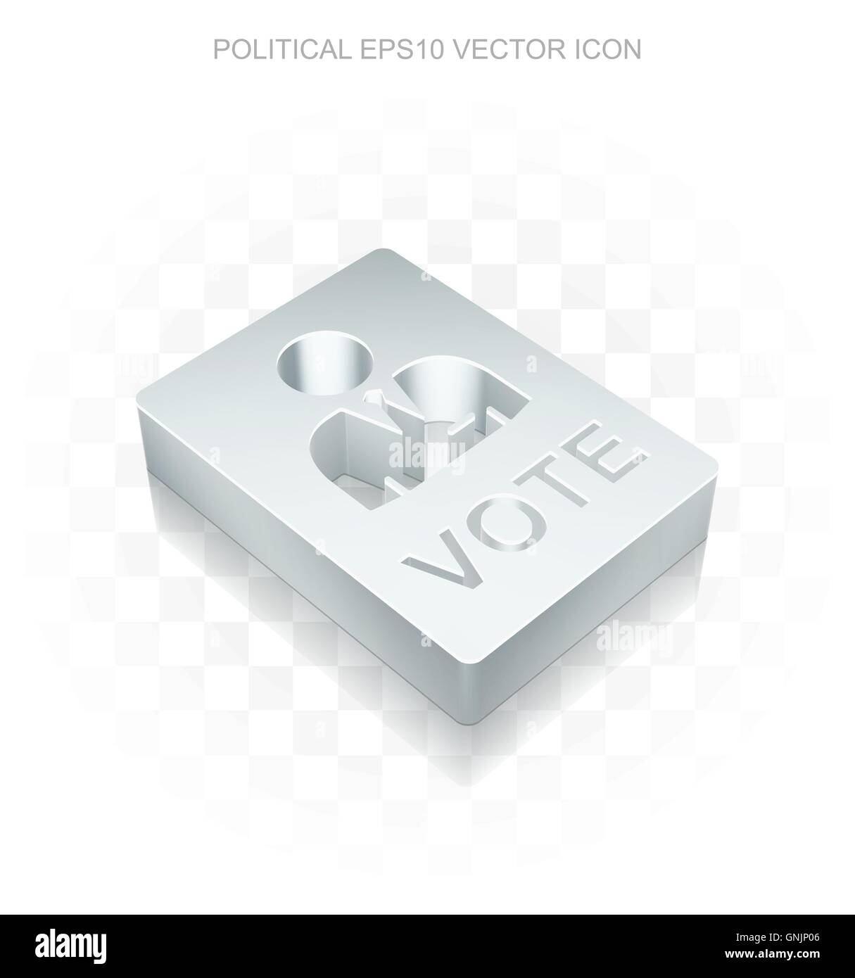 Politics icon: Flat metallic 3d Ballot, transparent shadow, EPS 10 ...