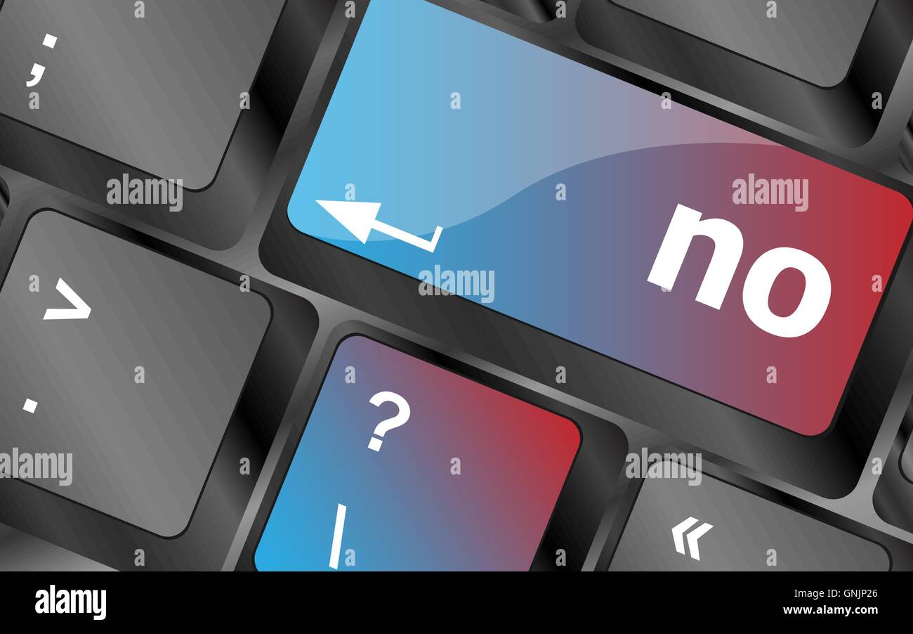 No - text on a button keyboard key . keyboard keys. vector illustration ...