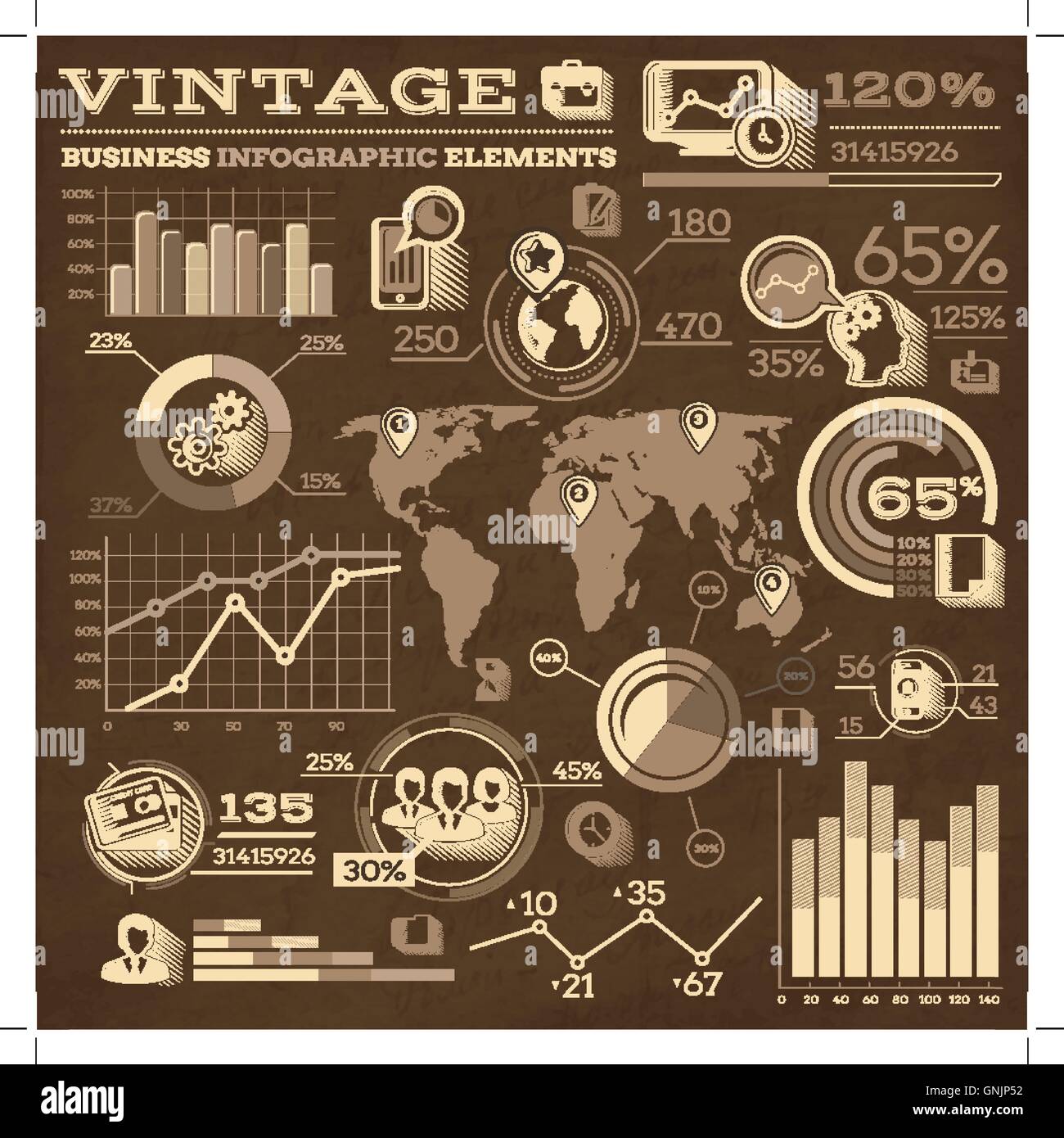 Vintage Business Infographic Elements Stock Vector Image & Art - Alamy