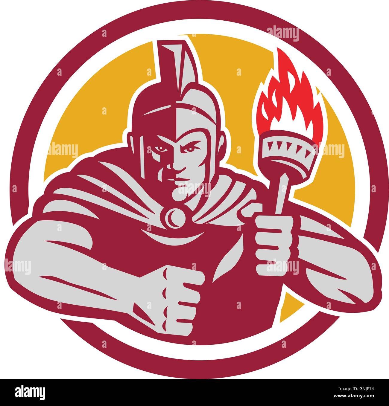 Greek Warrior Torch Circle Retro Stock Vector Image & Art - Alamy