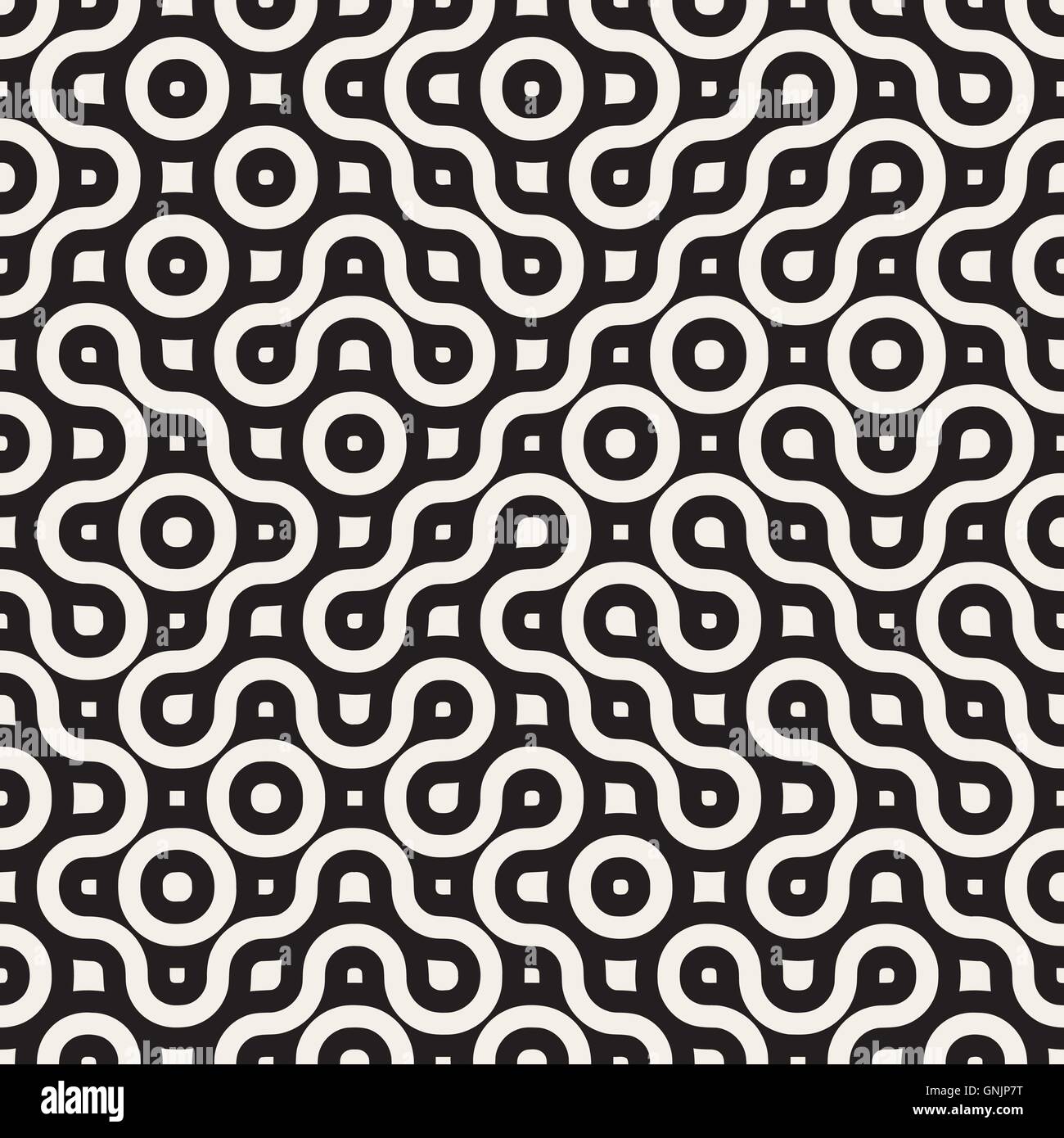 Vector Seamless Wavy Round Lines Irregular Geometric Pattern Stock ...