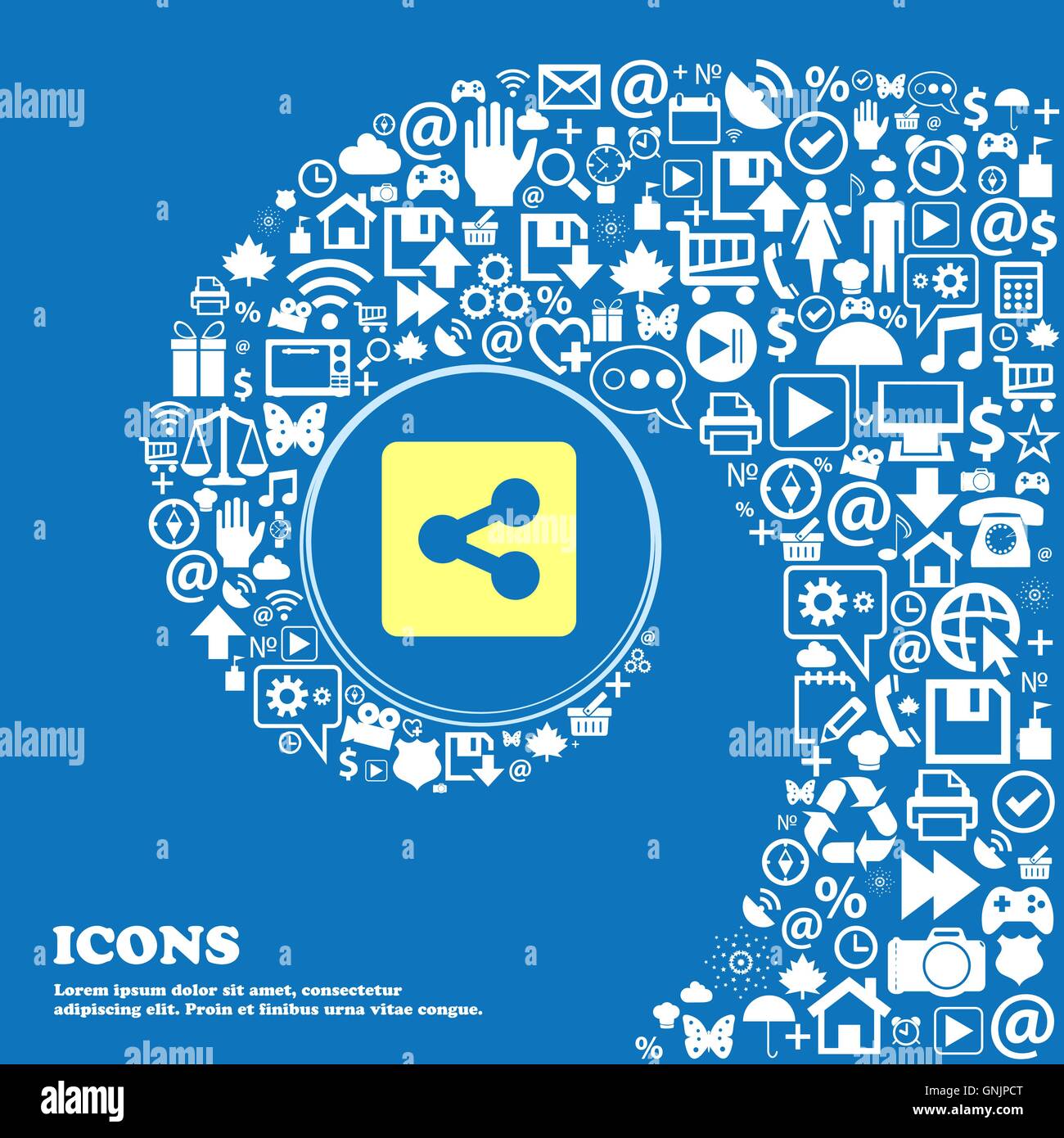 Share sign symbol. Nice set of beautiful icons twisted spiral into the ...