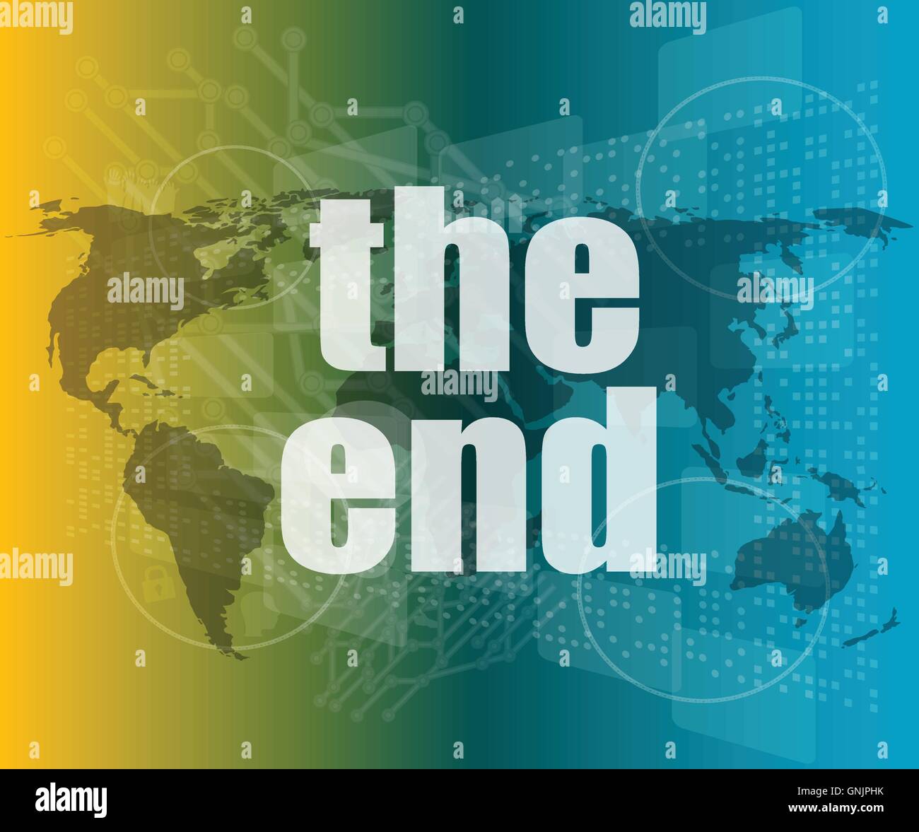 the end word on digital touch screen, business concept vector quotation ...