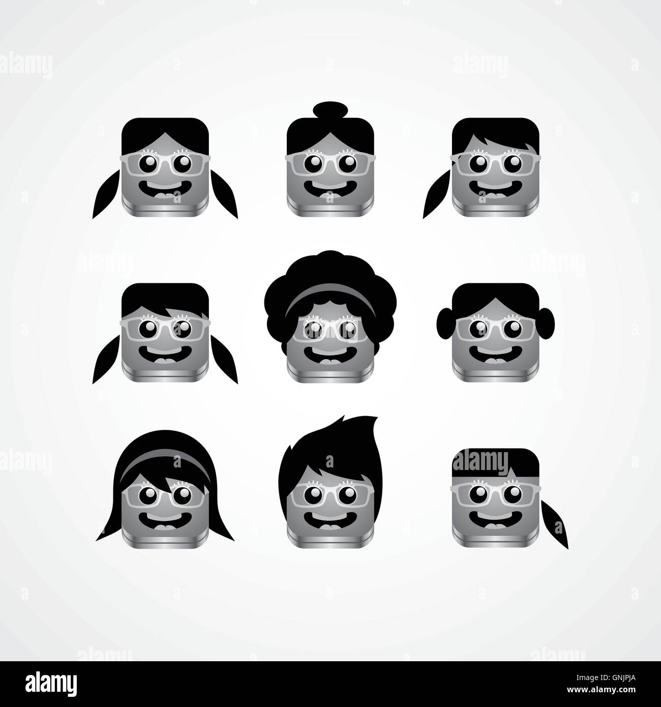 geek girl avatar portrait set Stock Vector Image & Art - Alamy