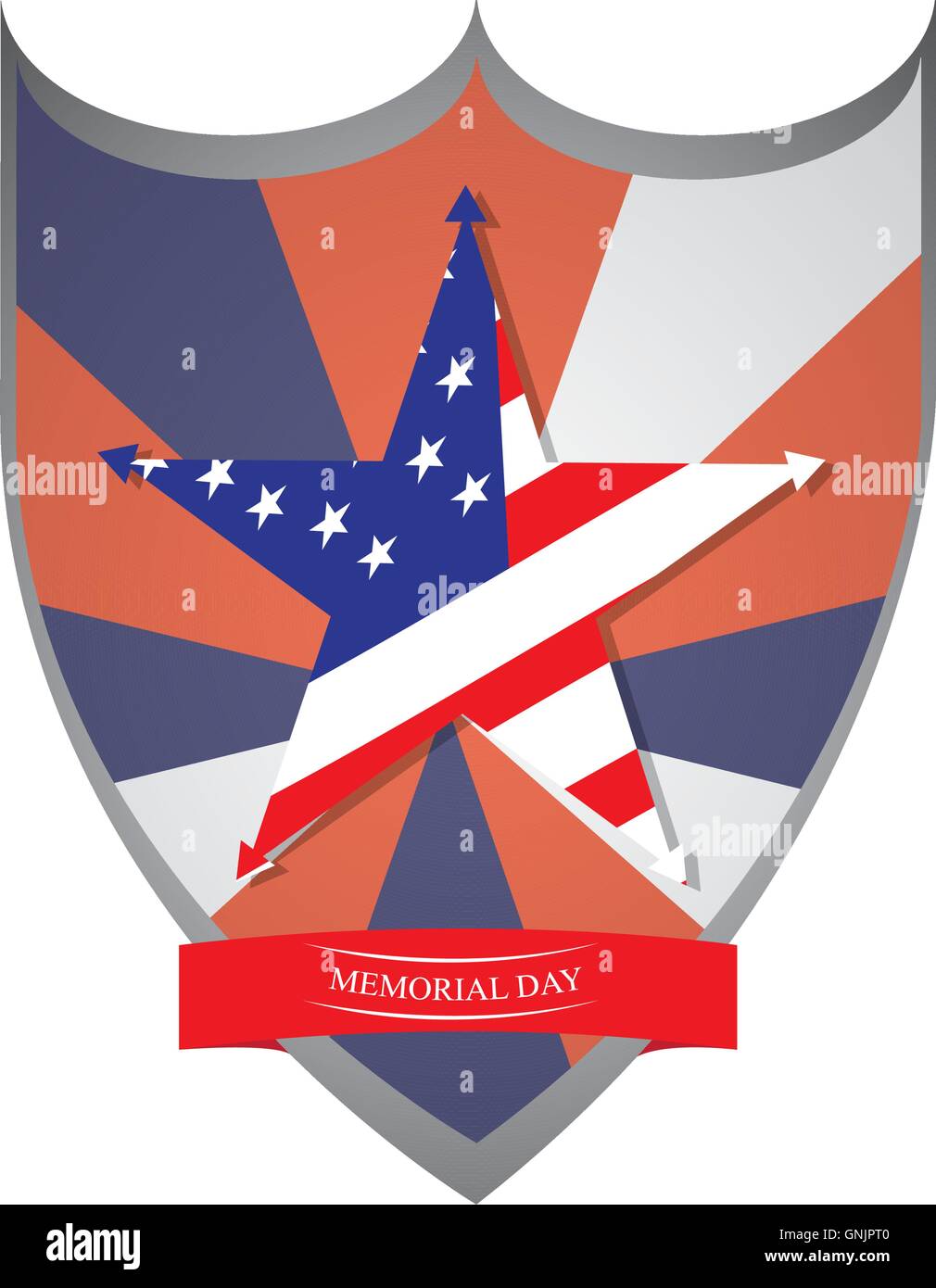 Isolated heraldry shield with texture, a star with the american flag ...