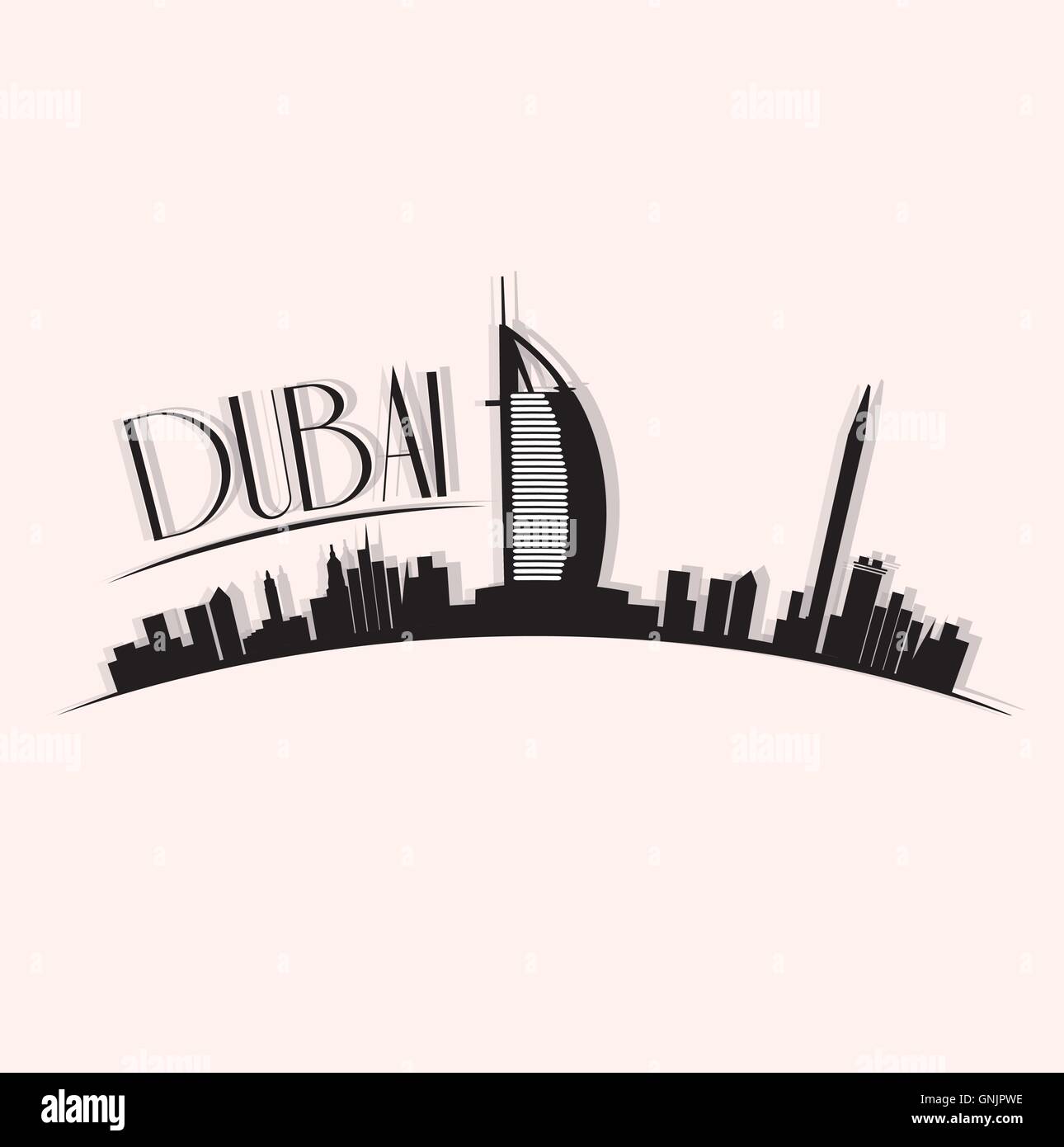 Isolated skyline of Dubai on a white background Stock Vector Image ...