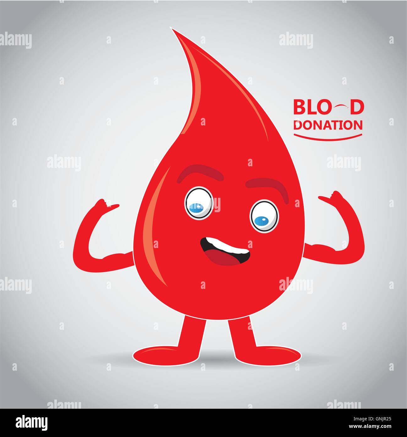 Colored background with text and drop of blood with a facial expression ...