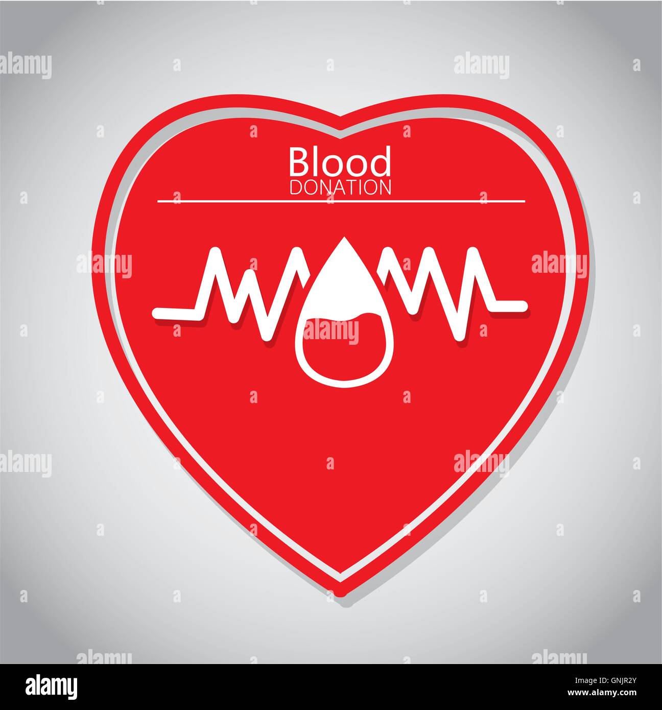 Isolated heart with text, a cardiogram and a drop of blood on a colored ...