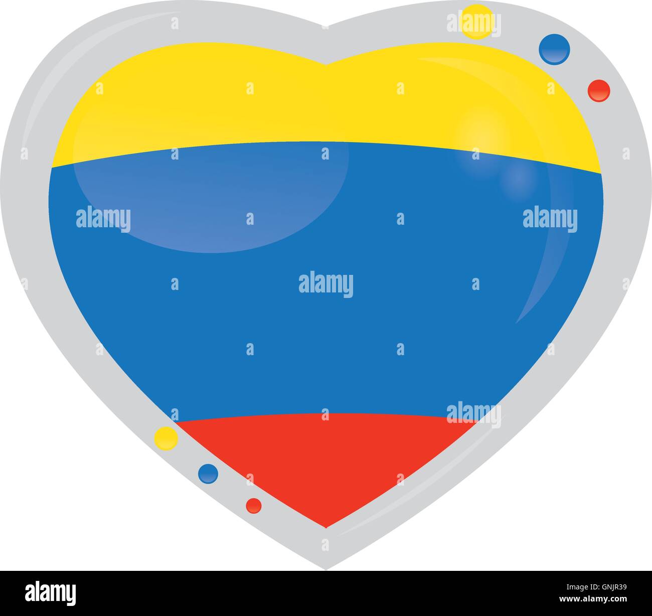 Isolated heart shape with the colombian flag on a white background ...