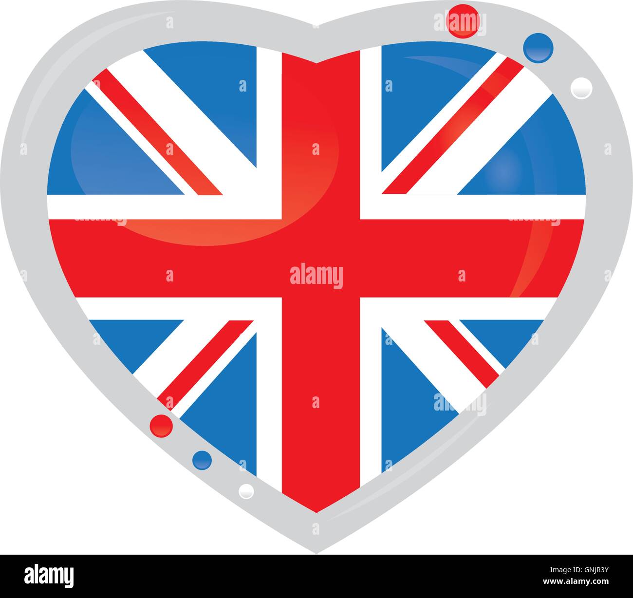 Isolated heart shape with the flag of the United Kingdom on a white ...