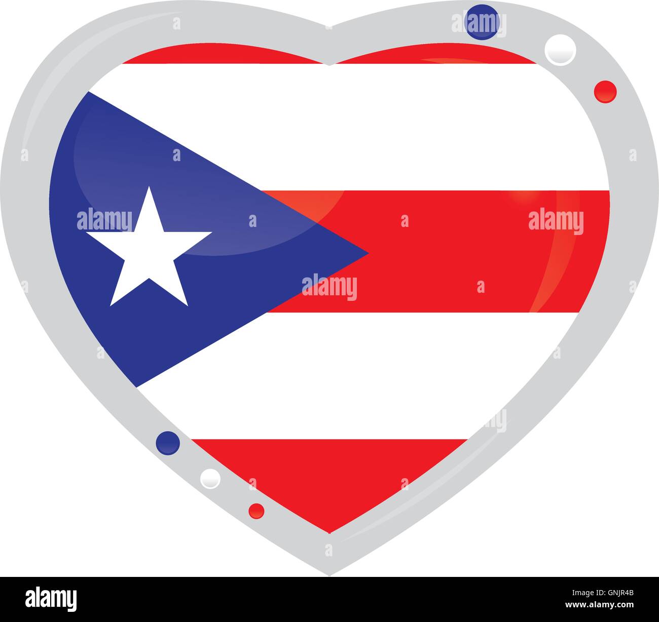 Isolated heart shape with the flag of Puerto Rico on a white background ...