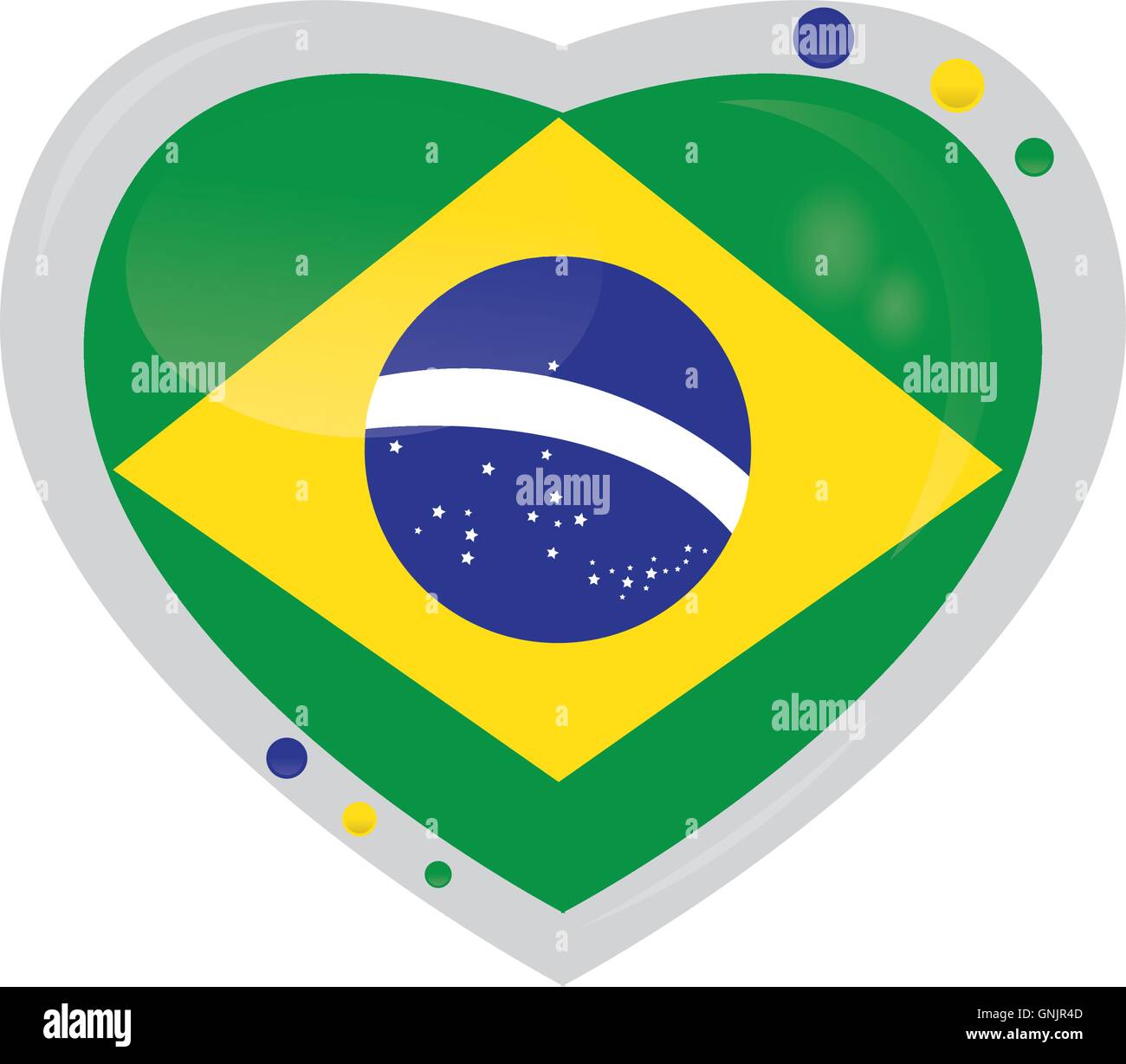 Isolated heart shape with the brazilian flag on a white background ...
