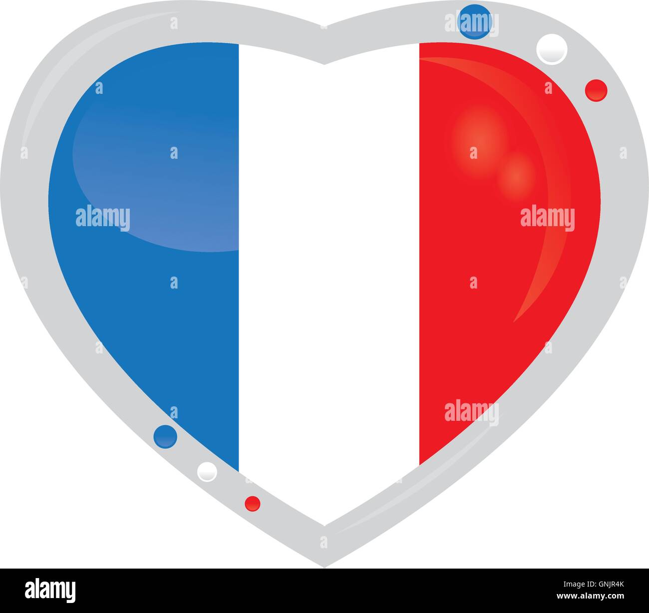 Isolated heart shape with the french flag on a white background Stock ...