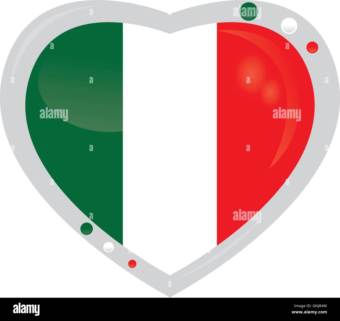 Isolated heart shape with the italian flag on a white background Stock ...