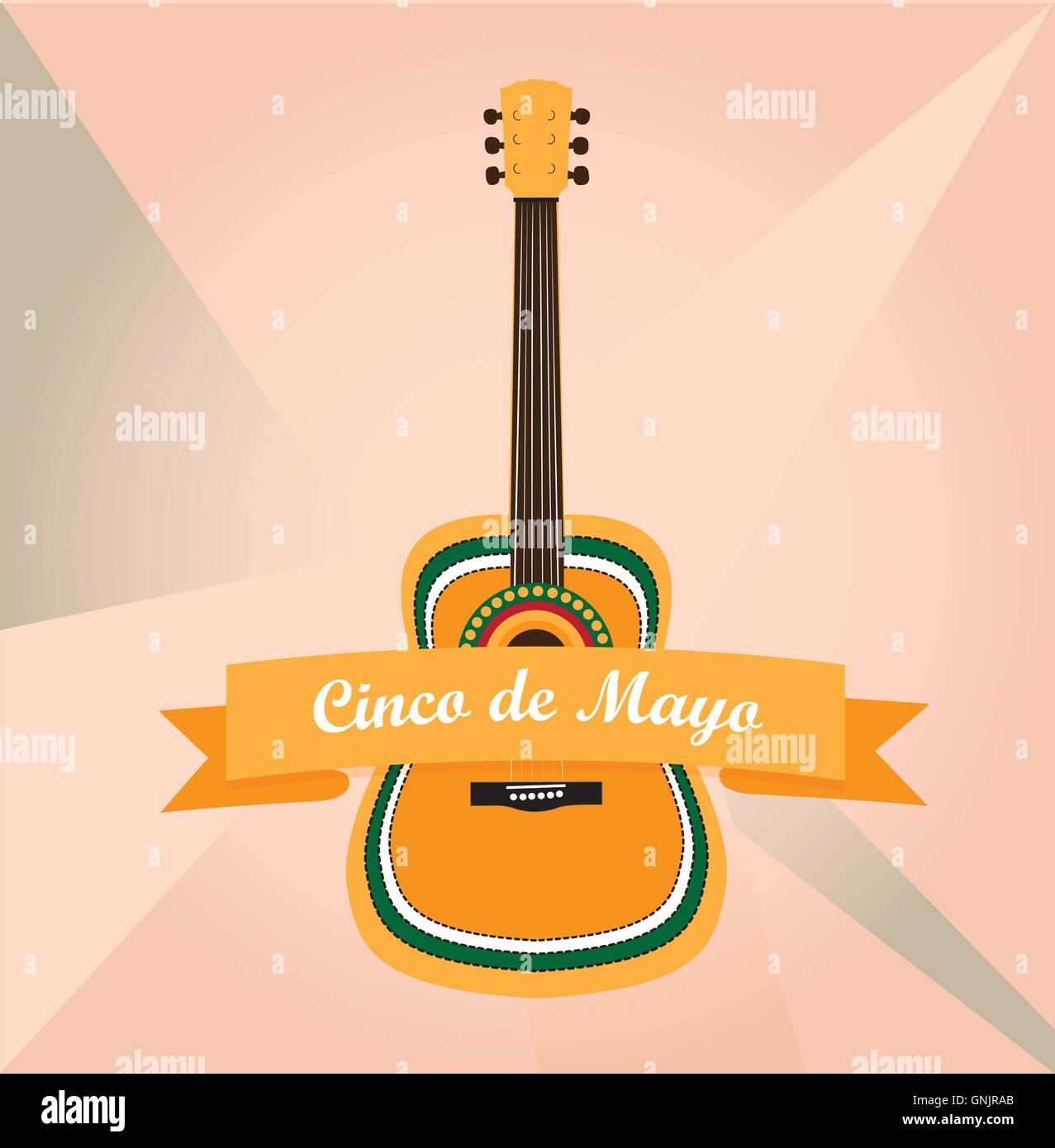 Isolated guitar and a ribbon with text on a textured background Stock ...