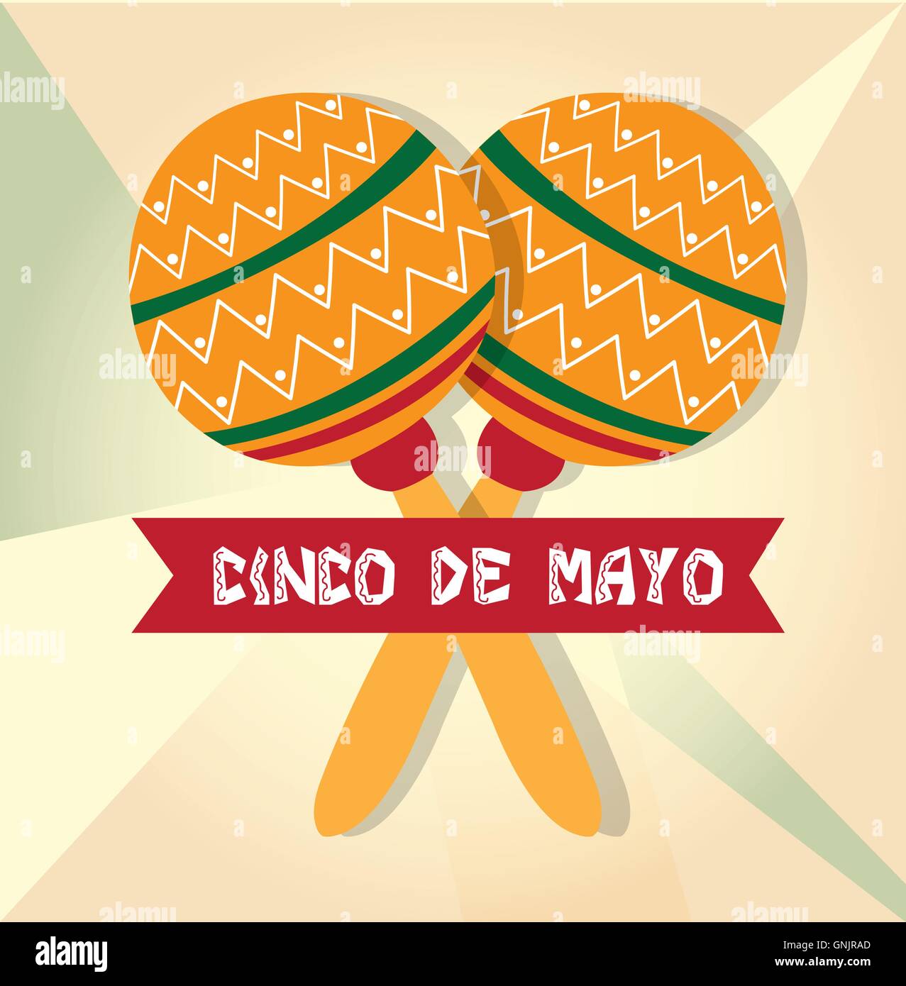 Isolated pair of maracas and a ribbon with text on a textured ...