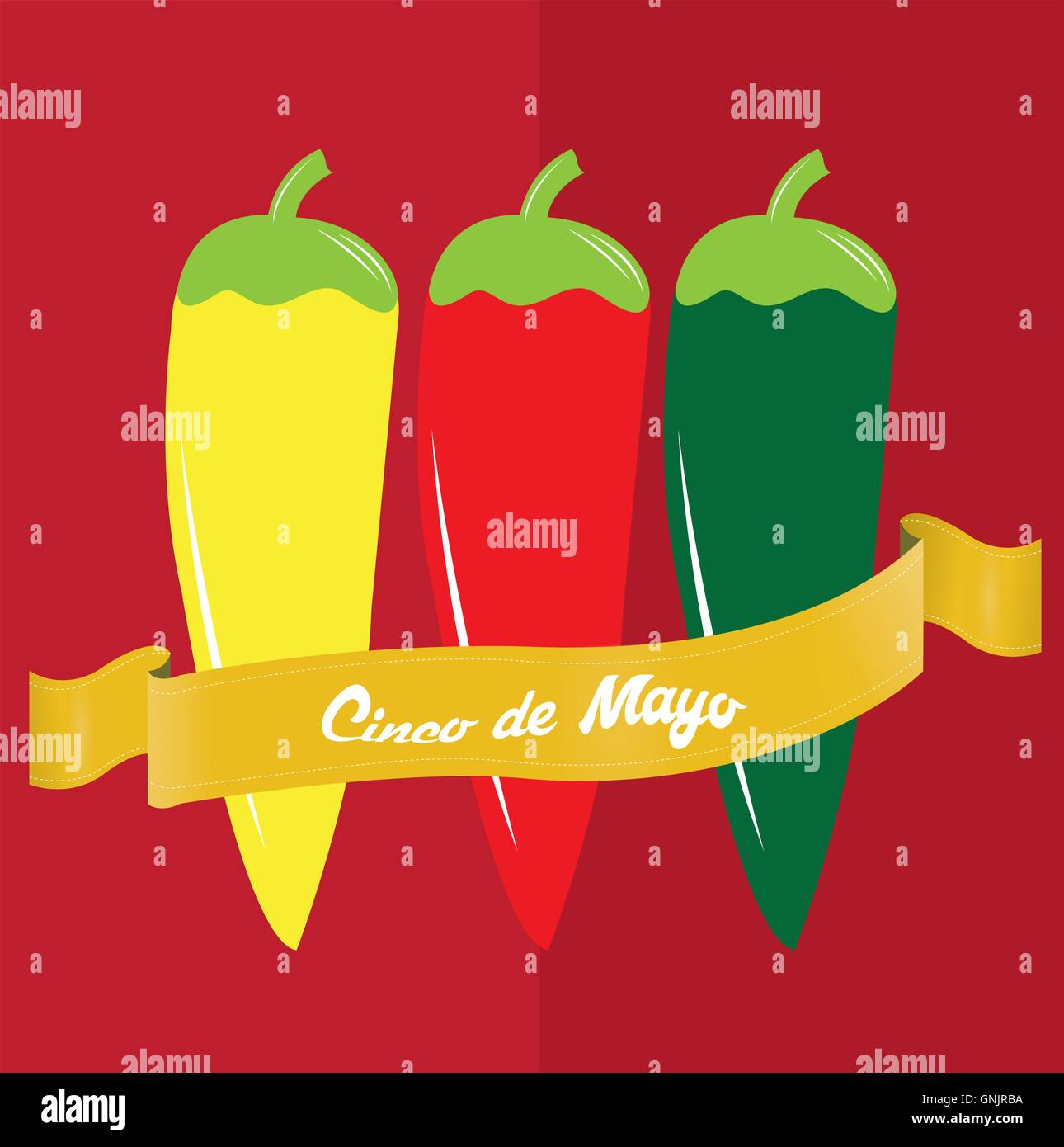 Isolated group of peppers and a ribbon with text on a colored ...