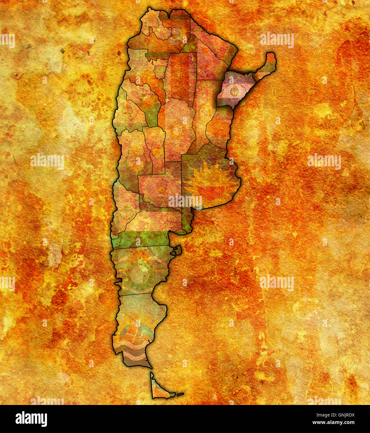 corrientes region with flag on map of administrative divisions of ...