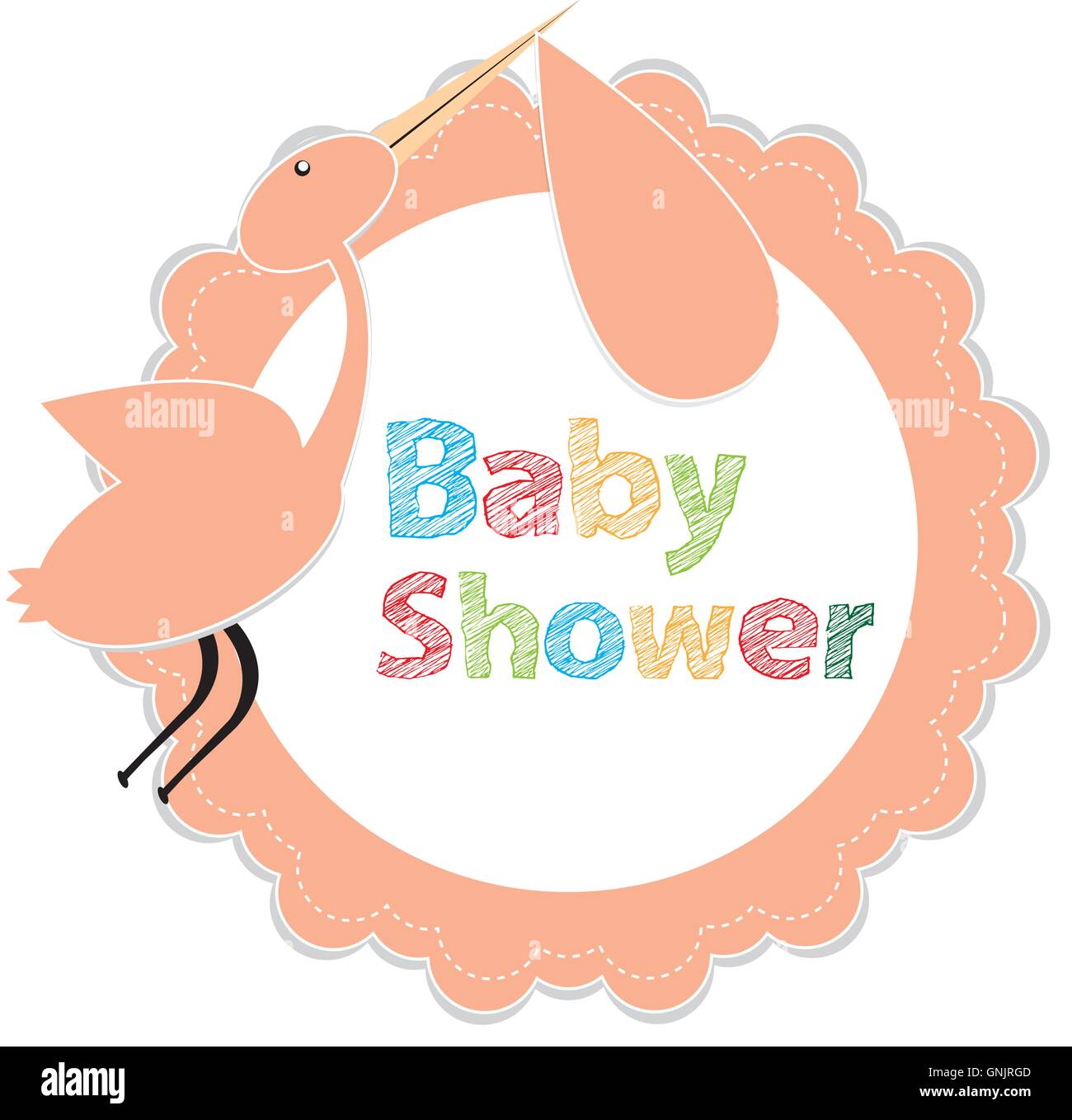 Isolated pink sticker with a stork and text Stock Vector Image & Art ...