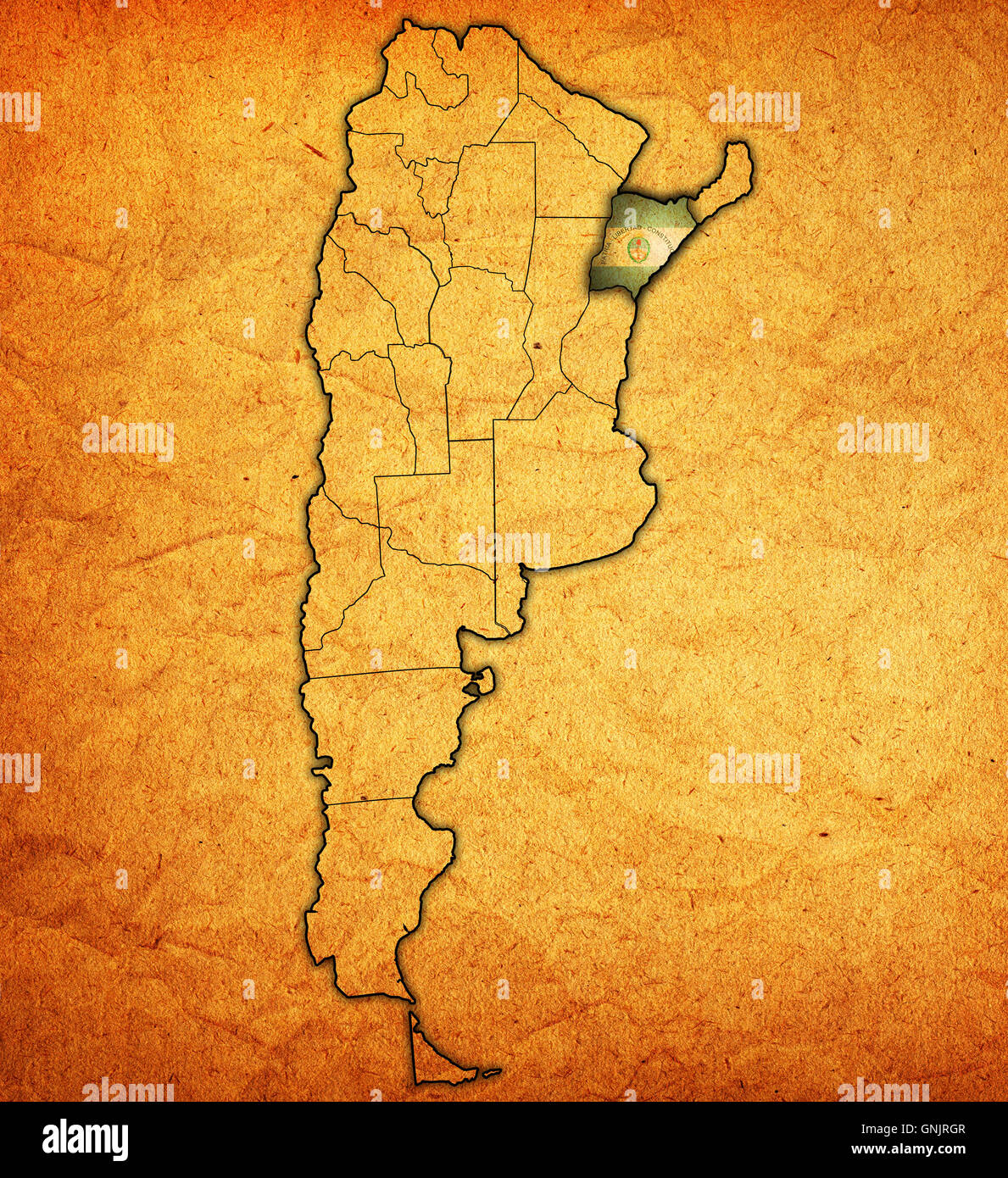 corrientes region with flag on map of administrative divisions of ...