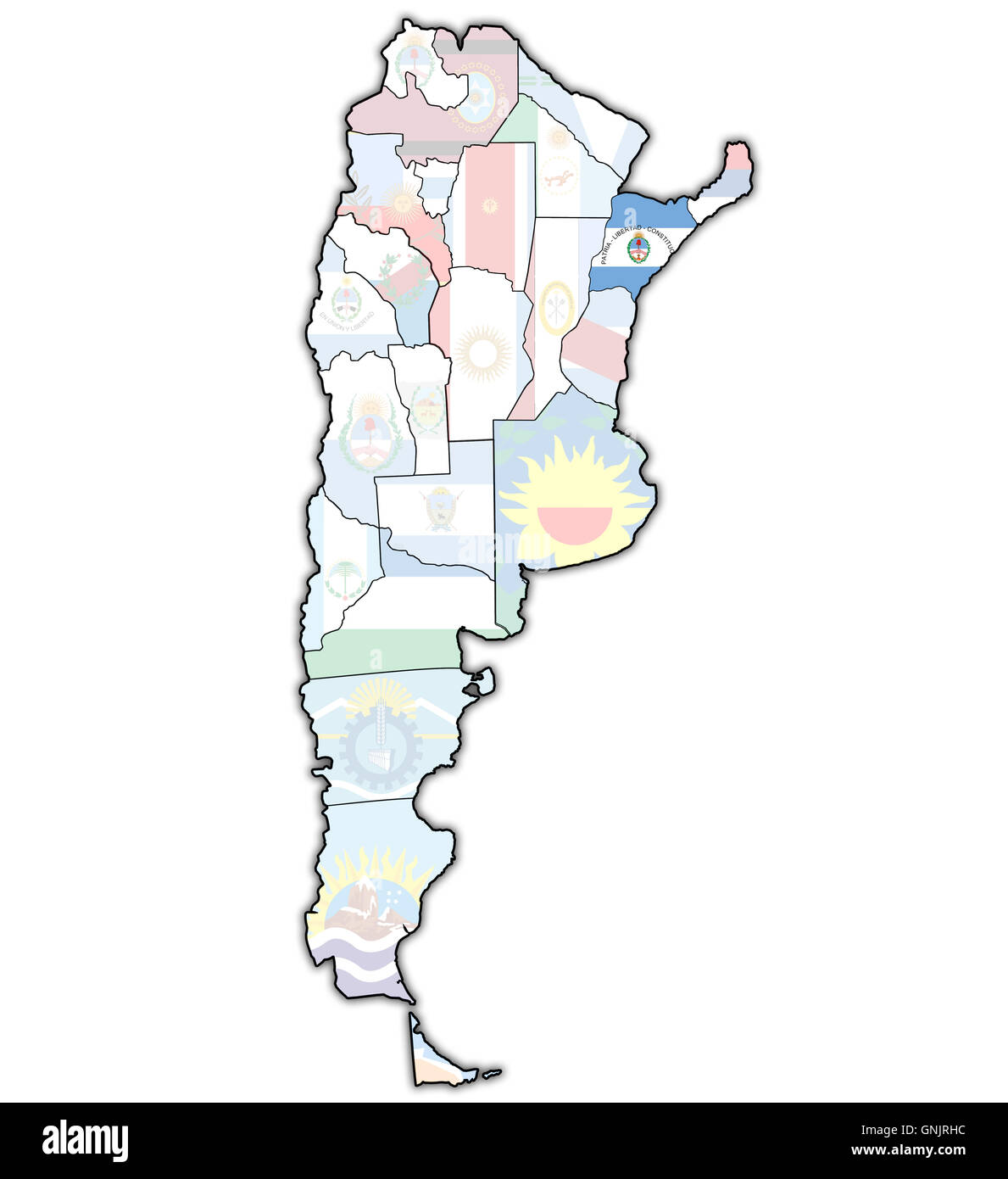corrientes region with flag on map of administrative divisions of ...