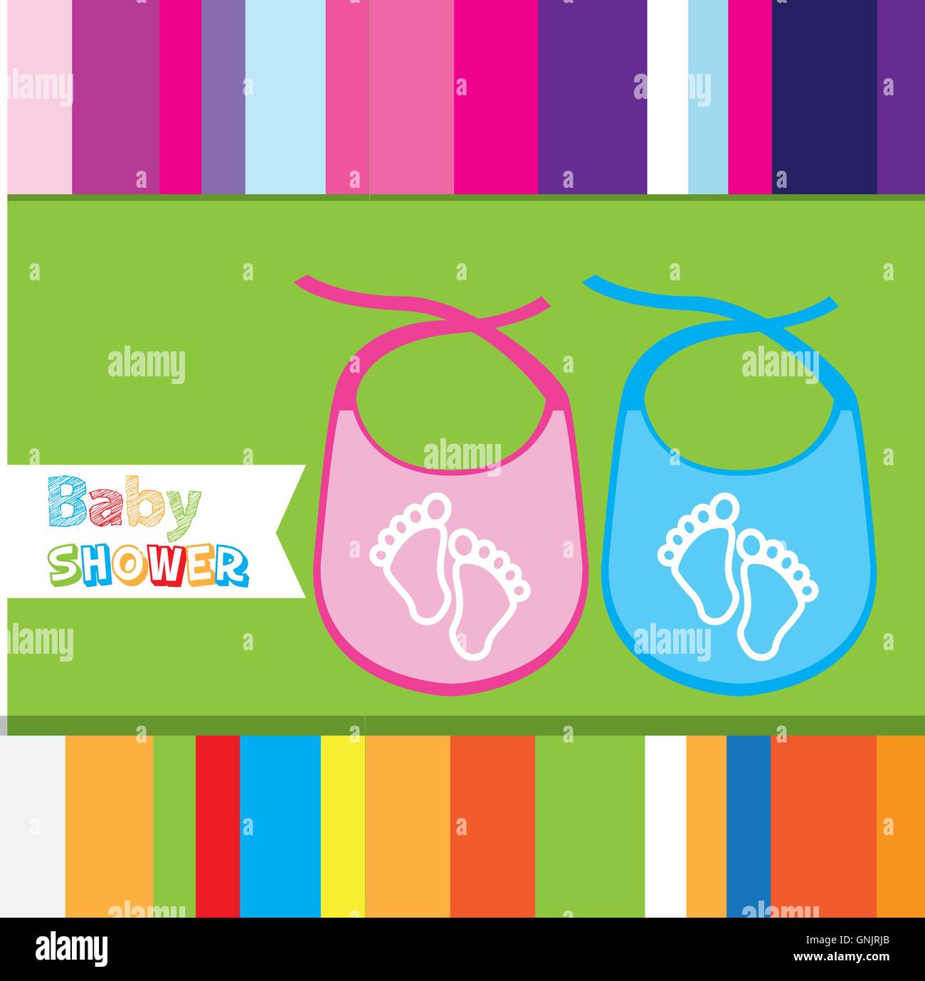 Colored background with a pair of bibs and footprints Stock Vector ...