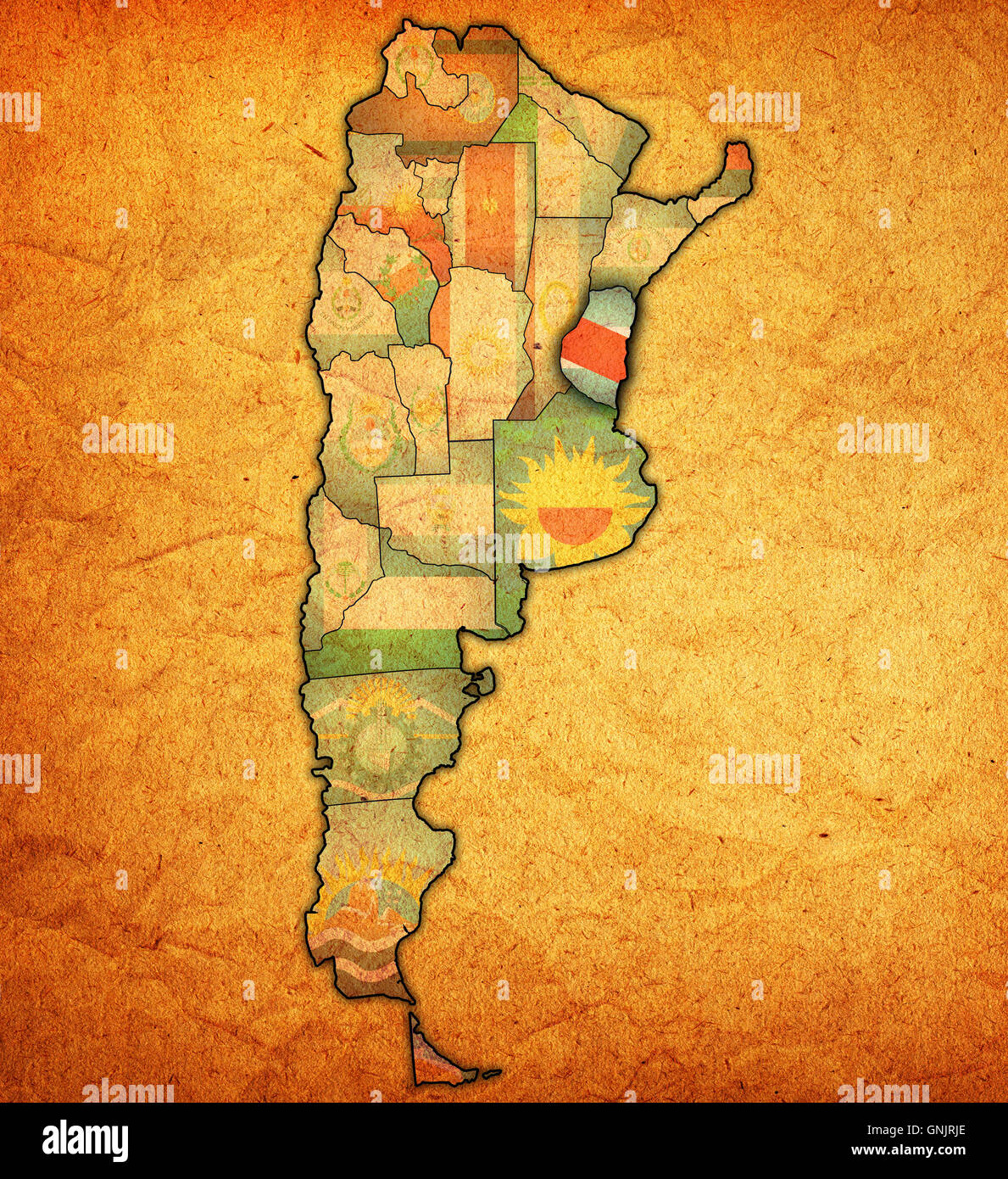 entre rios region with flag on map of administrative divisions of ...