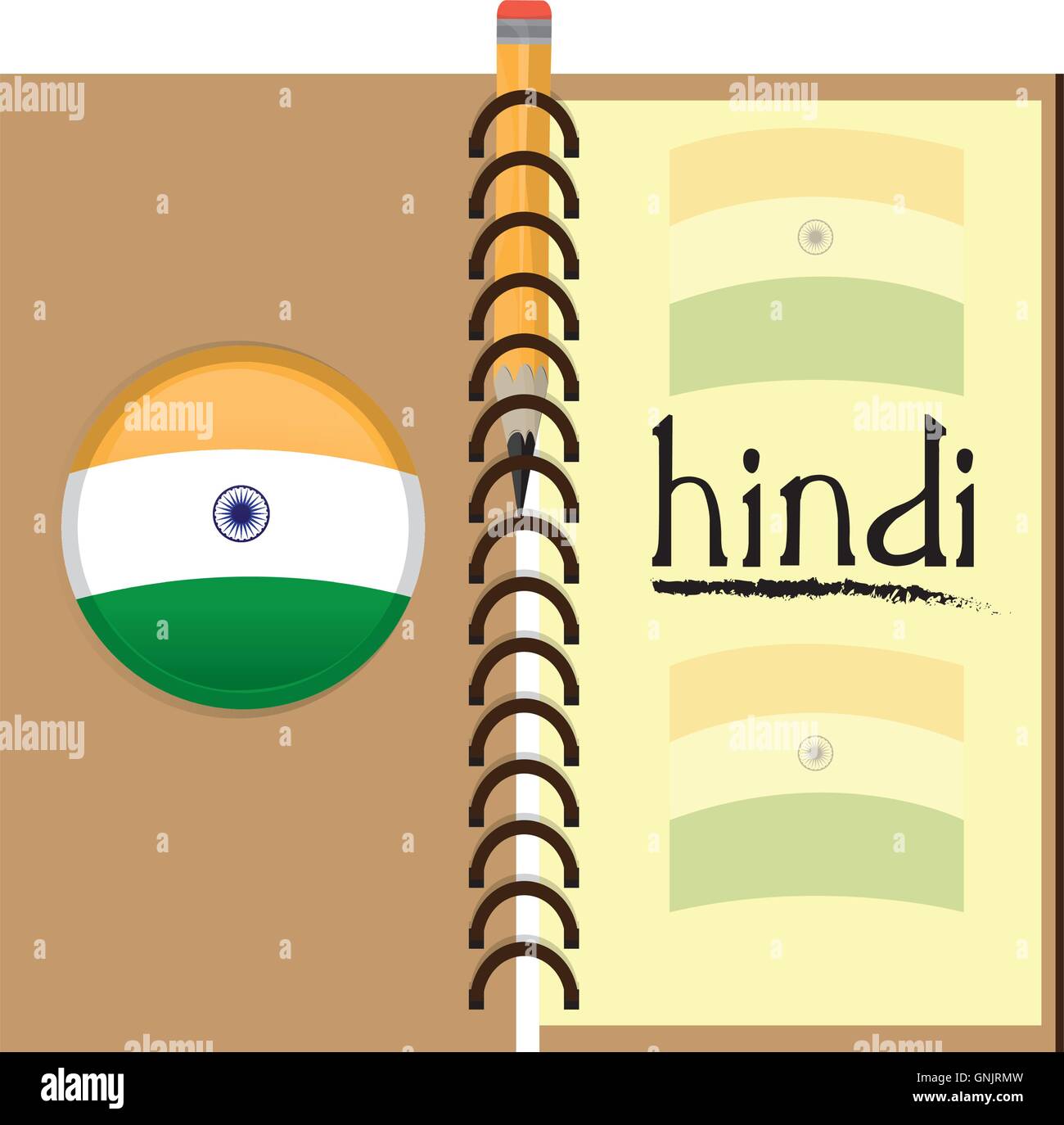 Isolated book with text, a pencil and the indian flag Stock Vector ...