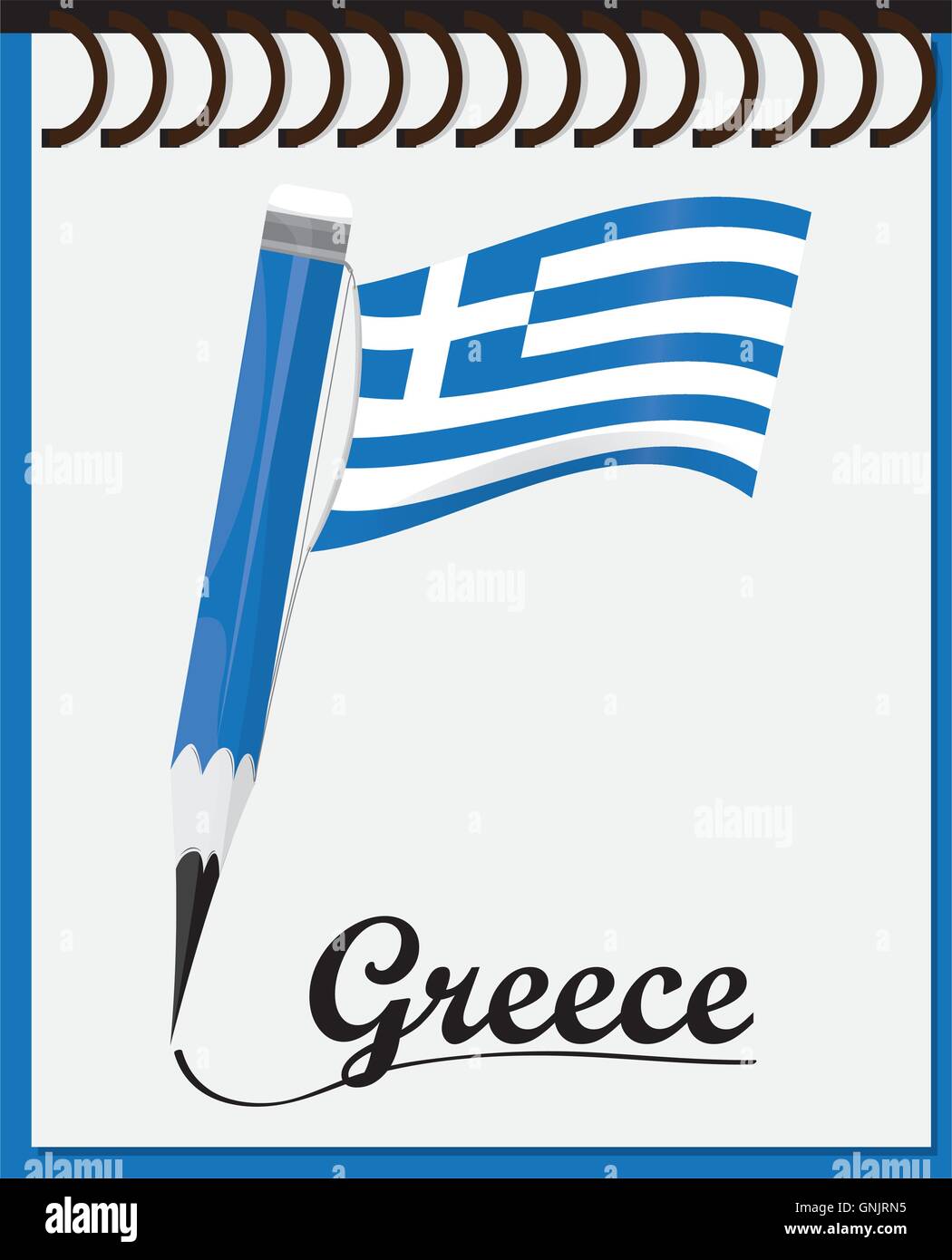 Isolated book with text and a pencil with the greek flag Stock Vector ...