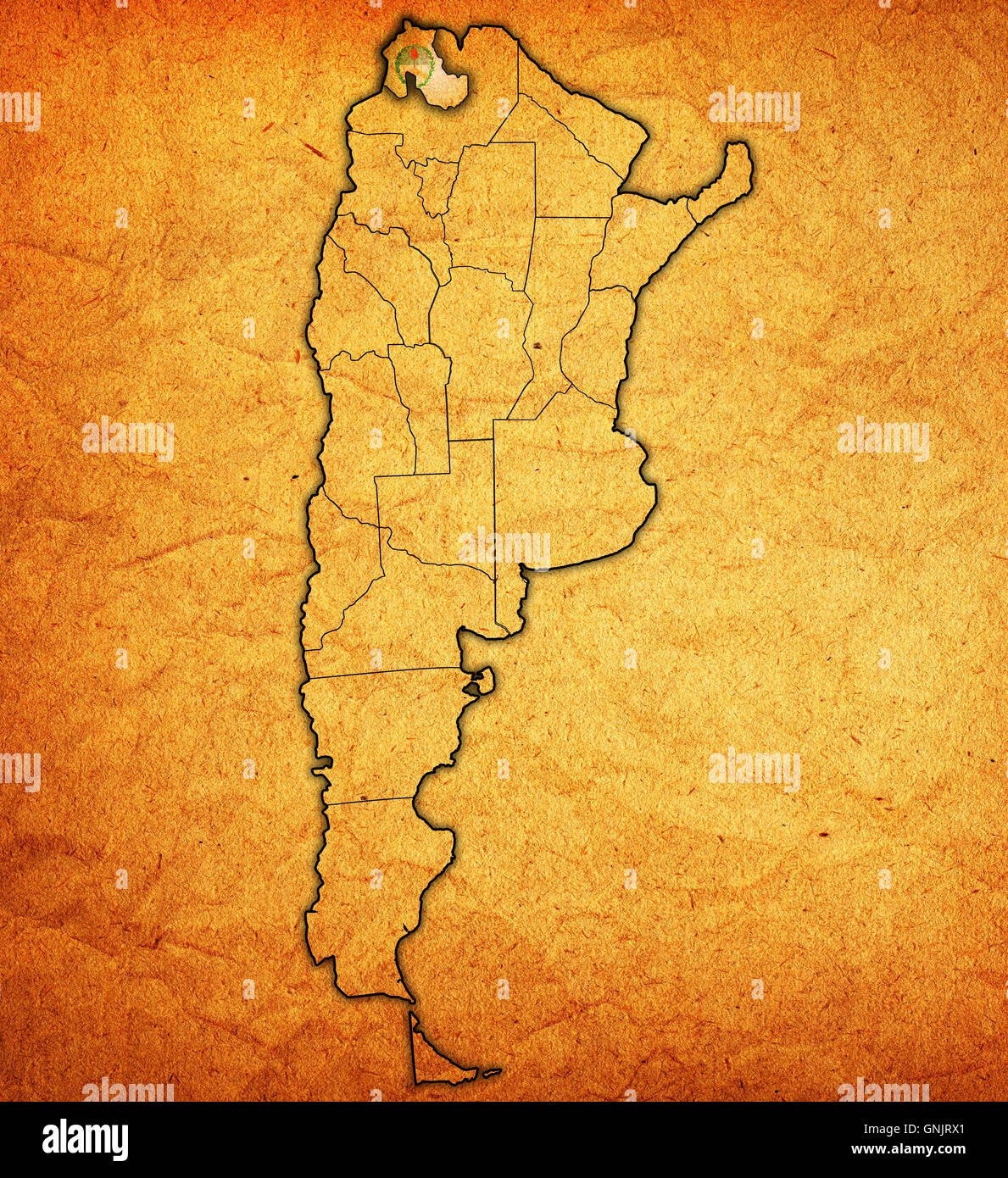jujuy region with flag on map of administrative divisions of argentina ...