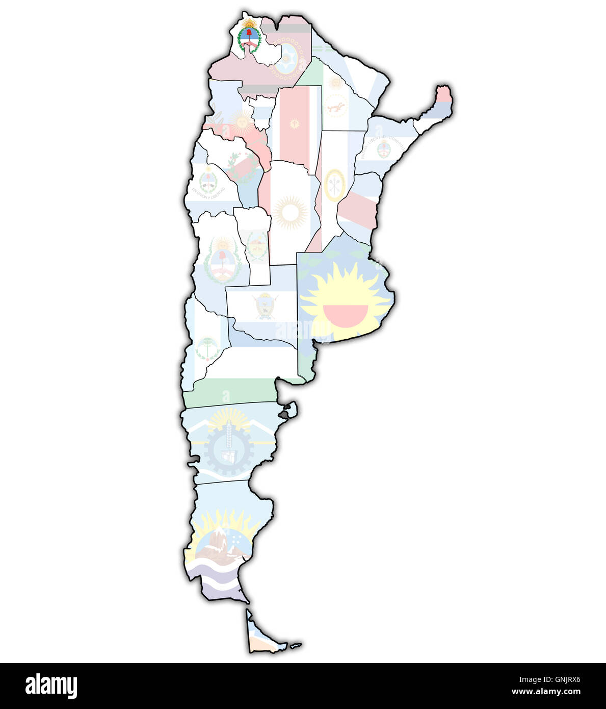 jujuy region with flag on map of administrative divisions of argentina ...