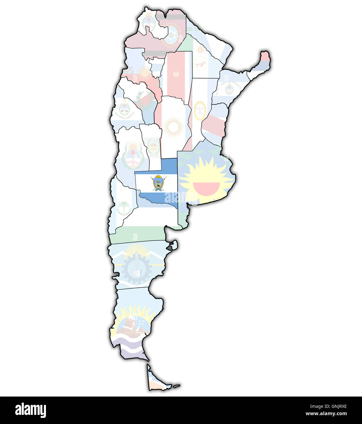 la pampa region with flag on map of administrative divisions of ...