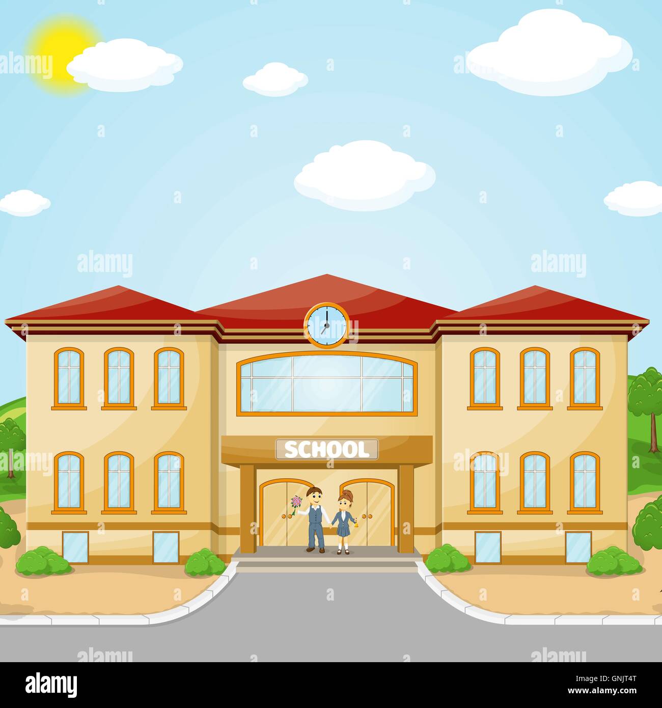 illustration of school building for back to school banner Stock Vector ...
