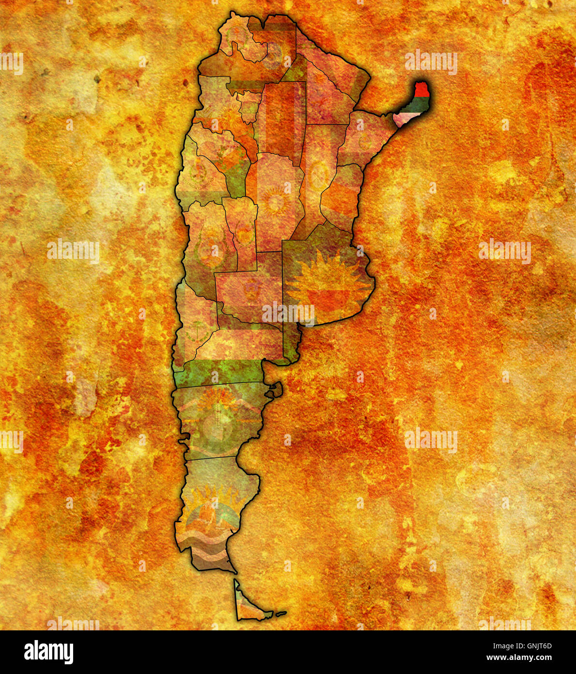 misiones region with flag on map of administrative divisions of ...