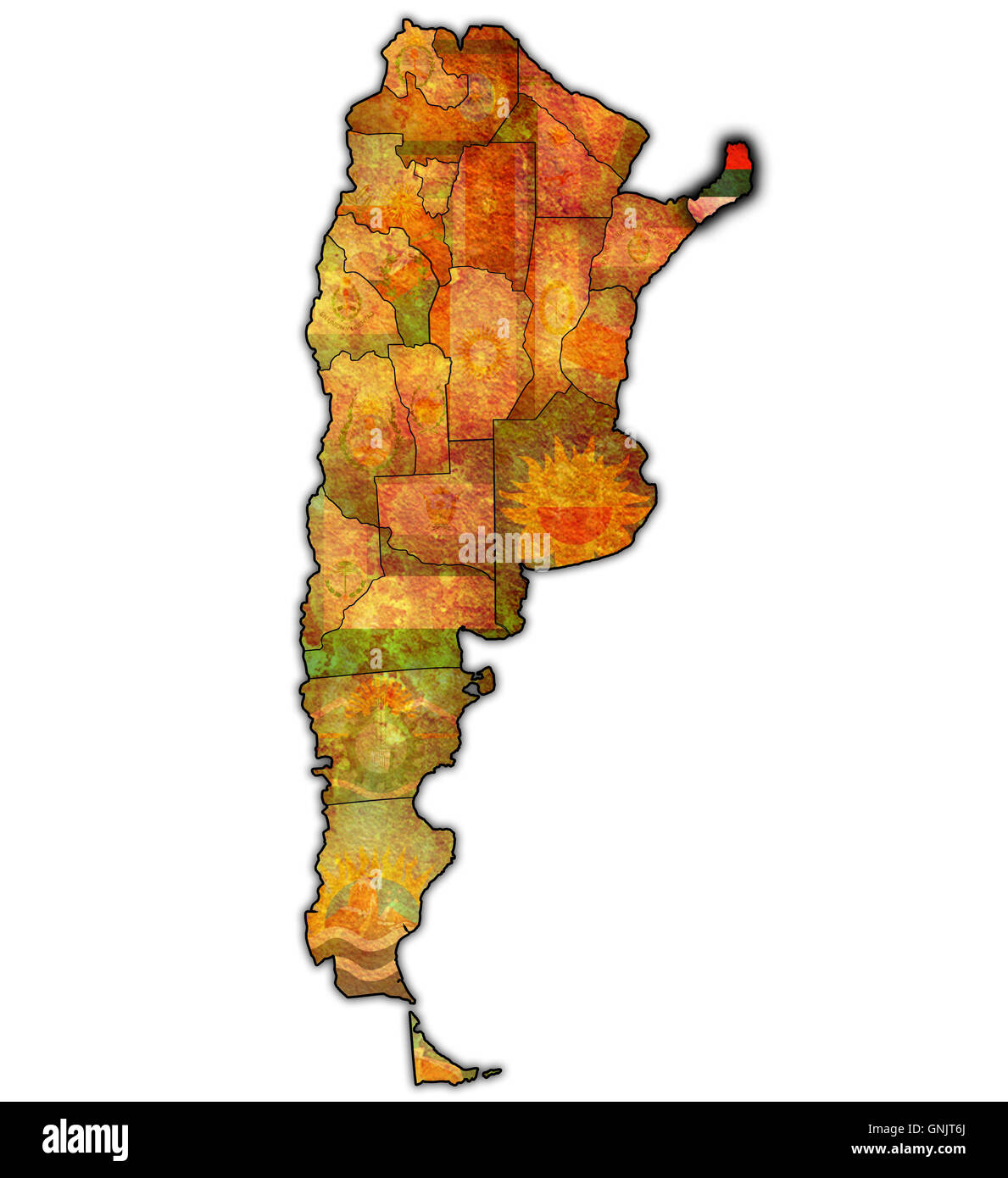 misiones region with flag on map of administrative divisions of ...