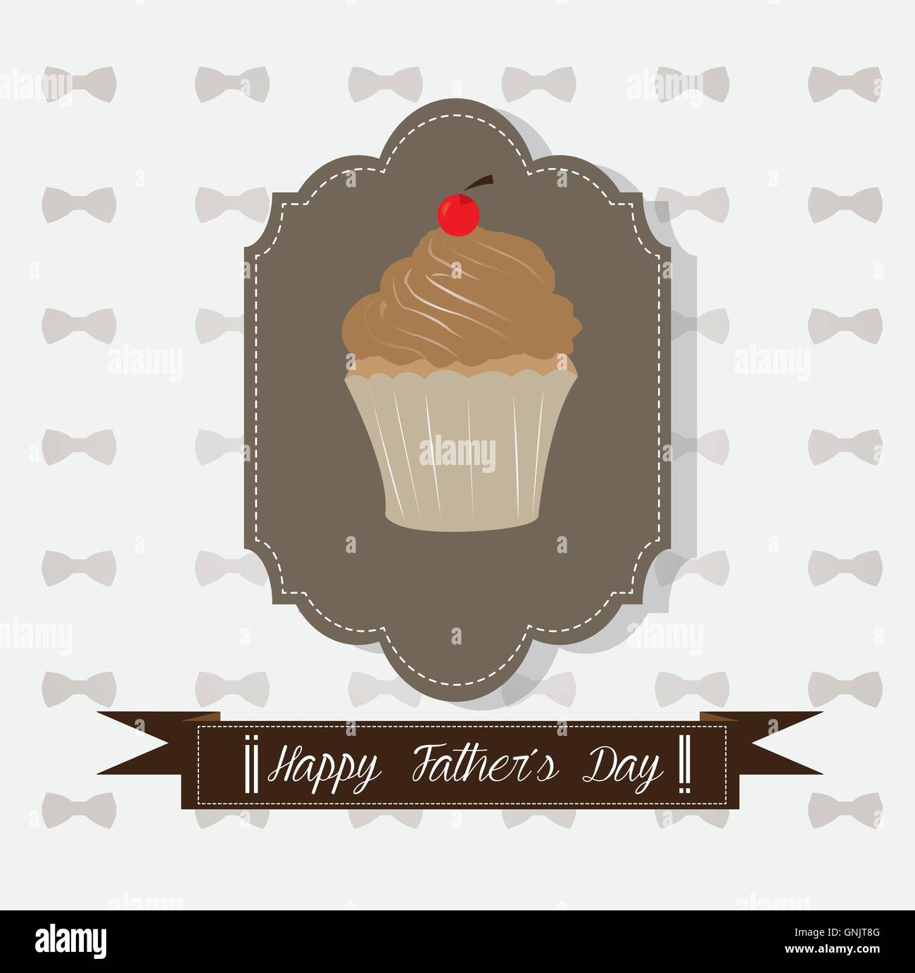 Isolated banner with a cupcake and a ribbon with text for father's day ...